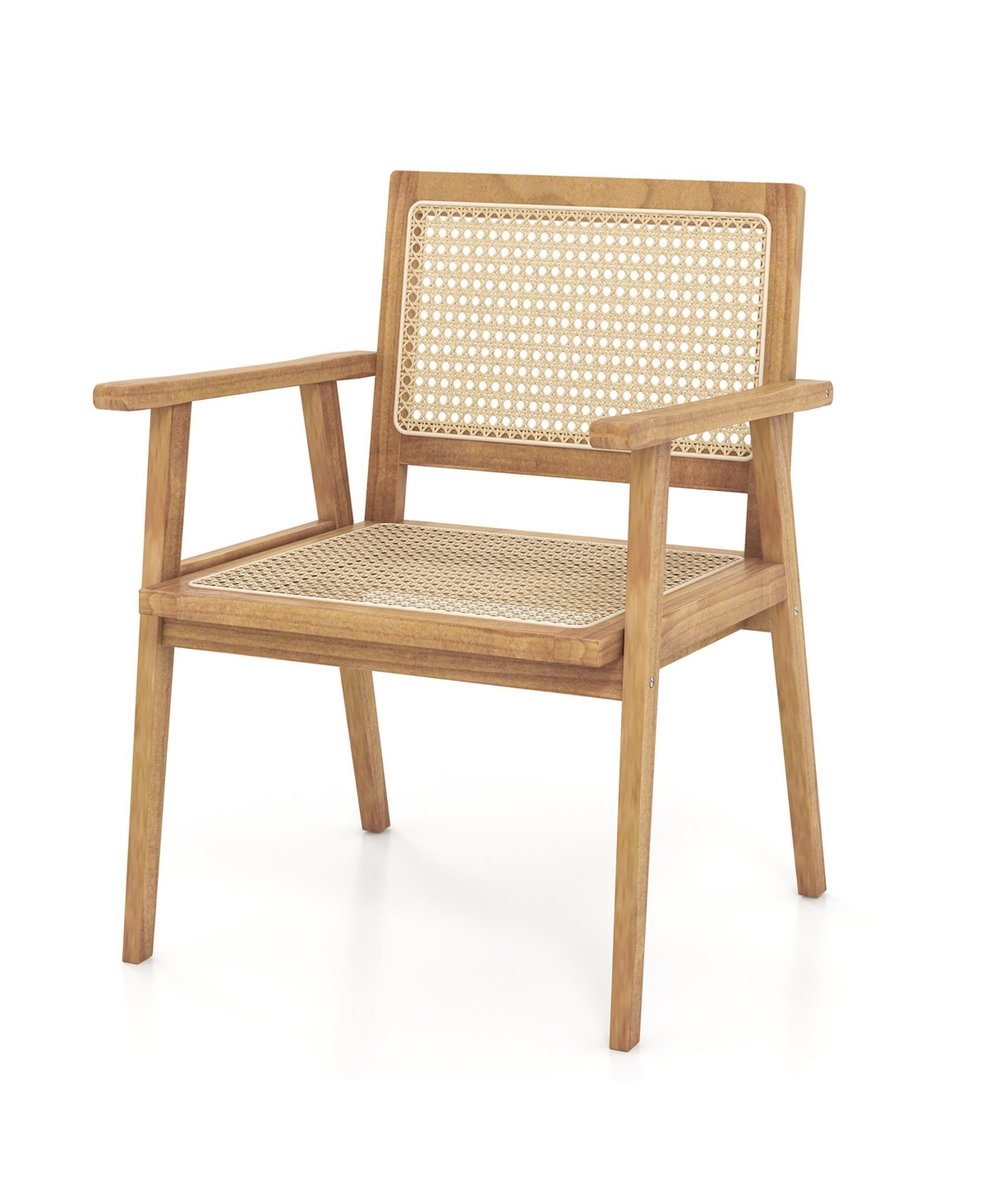 Click here for Gymax Wood Chair Teak Wood Armchair w/ Rattan Seat... prices