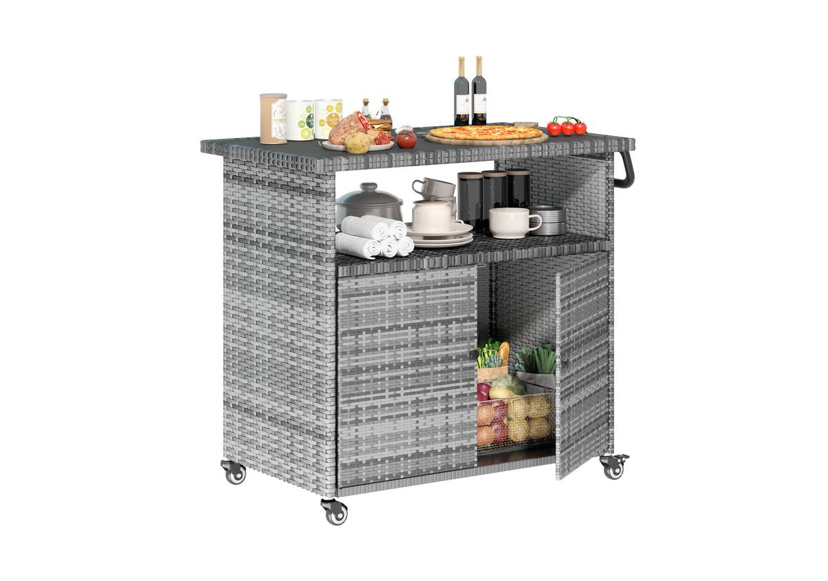 Click here for Aecojoy Outdoor Bar Cart with Wheels - Grey prices