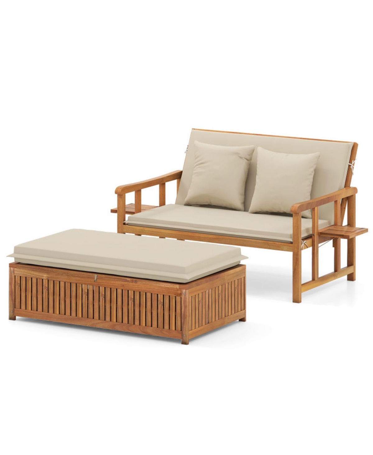 Click here for Gouun Acacia Wood Outdoor Daybed with Storage Otto... prices