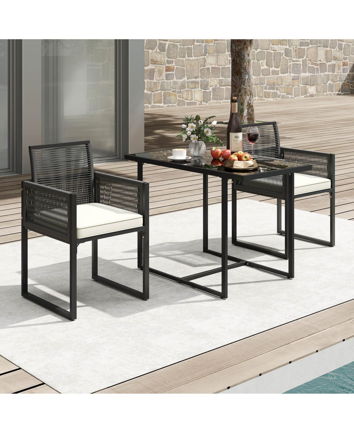 Click here for Costway 3PCS Patio Pe Wicker Furniture Set Cushion... prices