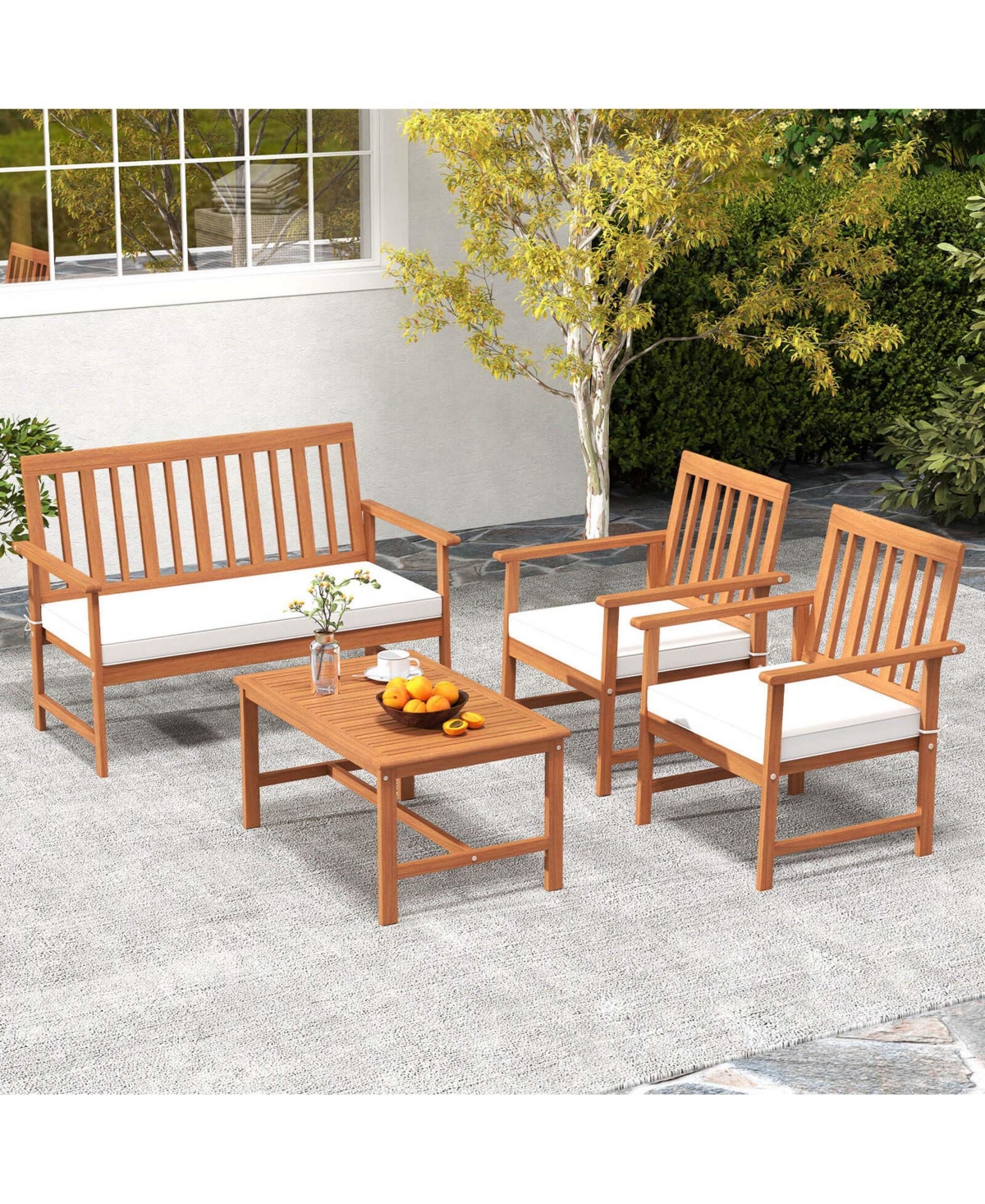 Click here for Costway Acacia Wood Furniture Set Coffee Table & 2... prices