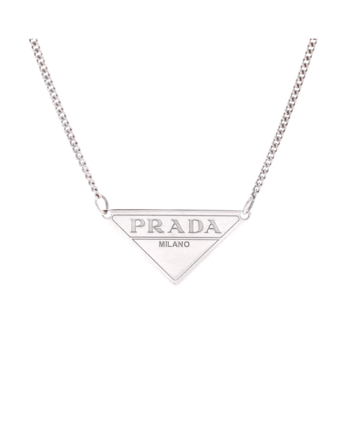 Click here for Pre-Owned Prada Logo Triangle Necklace - 18k white... prices