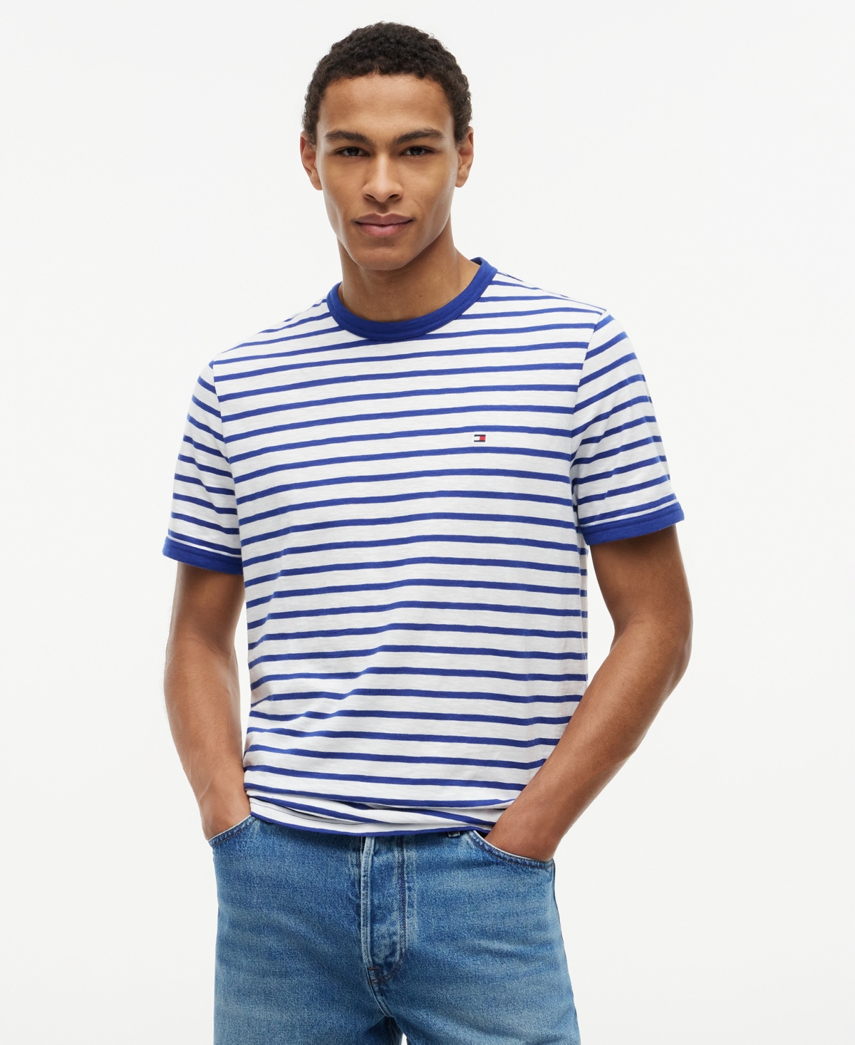 Click here for Tommy Hilfiger Mens Slub Yarn-Dye Stripe T-Shirt -... prices