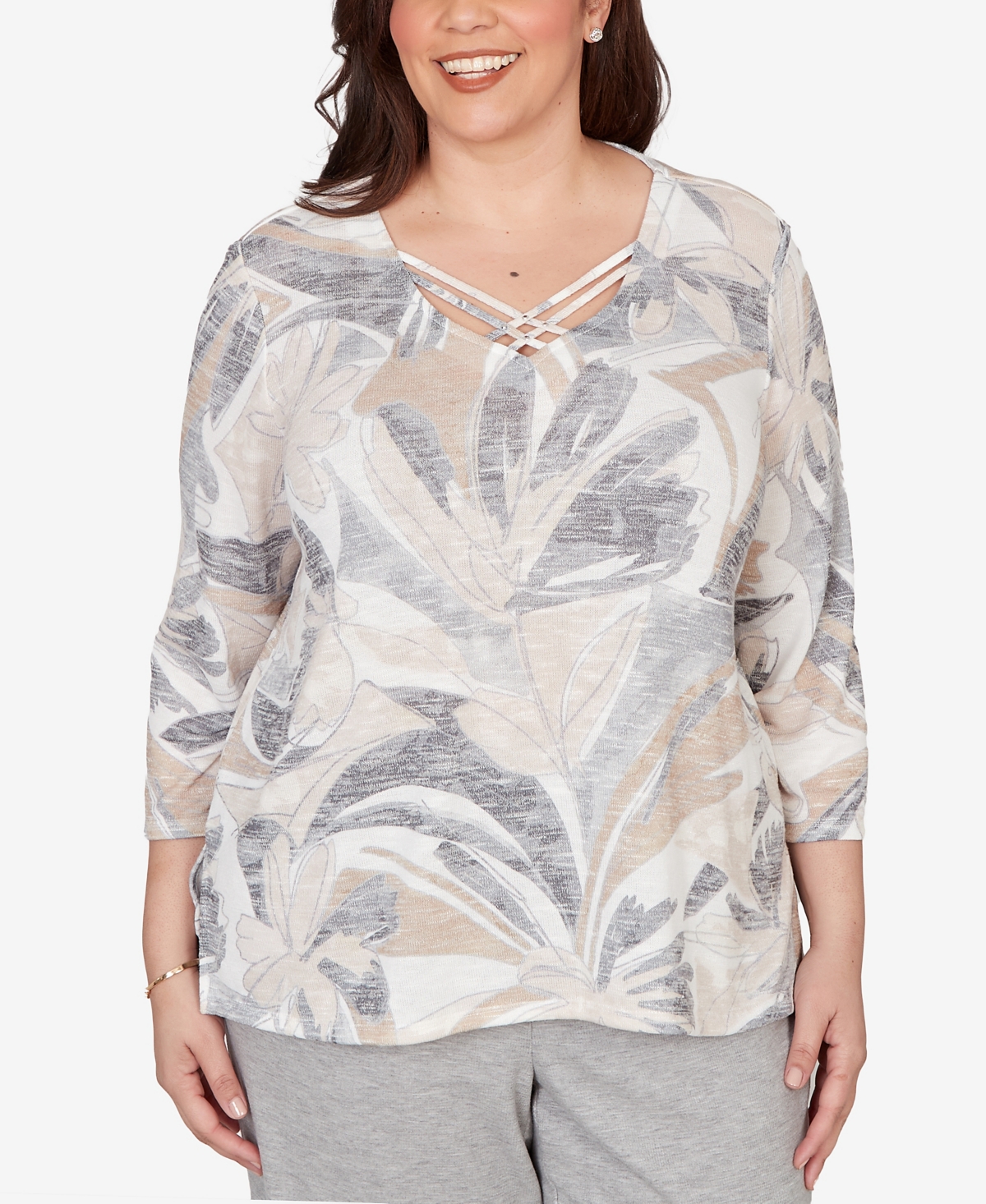 Click here for Alfred Dunner Plus Size Comfort & Joy Leaf Print C... prices