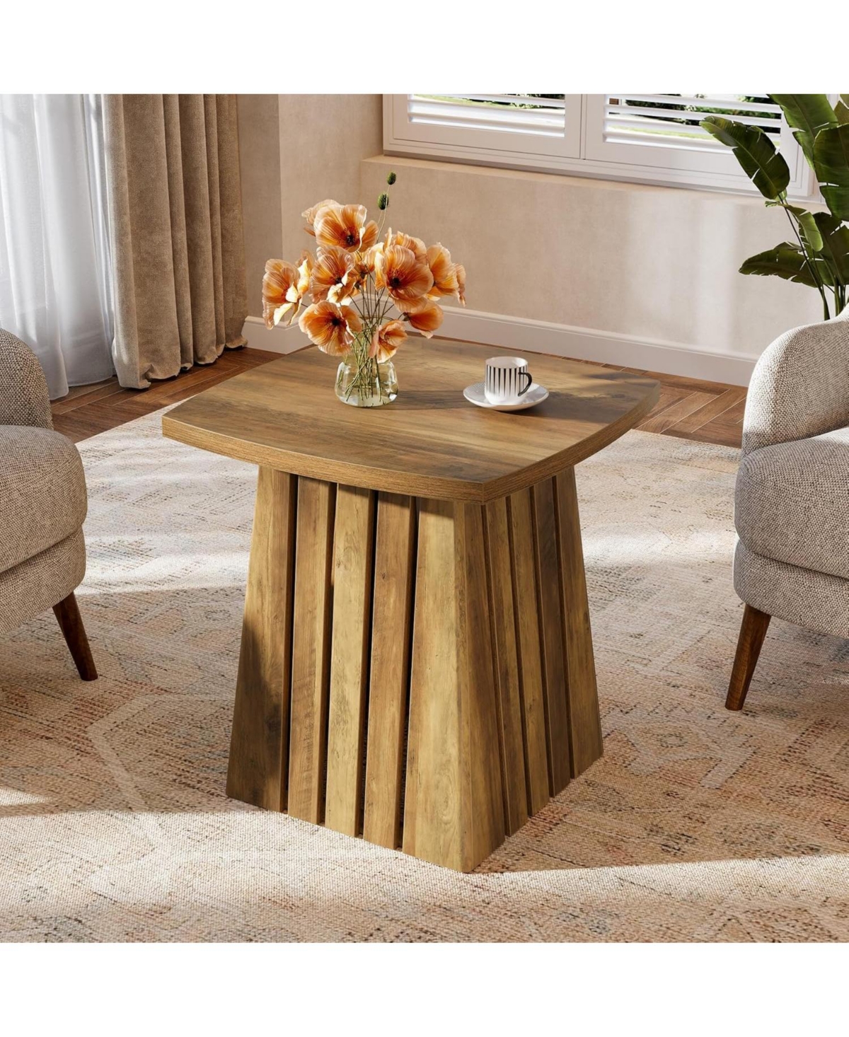 Click here for Tribesigns Wood Square Side Table  Brown Farmhouse... prices