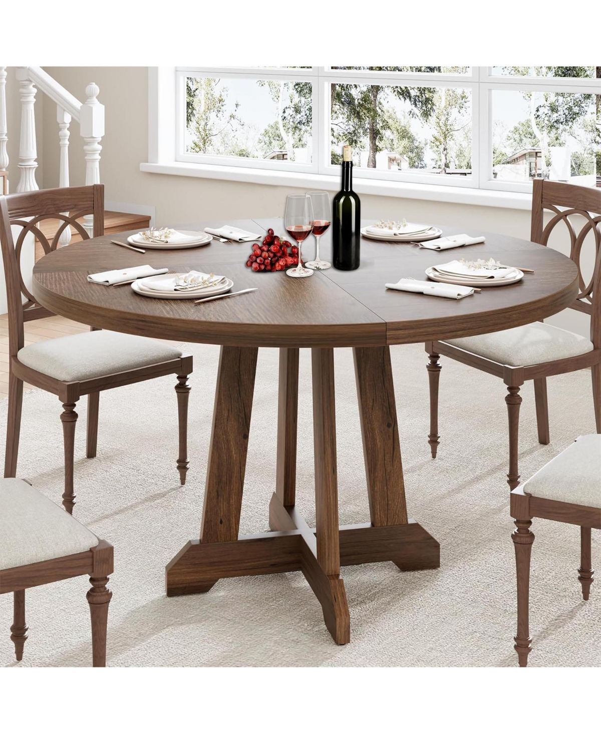 Click here for Homfan Round Dining Table for 4  47 Inch Wooden Ta... prices