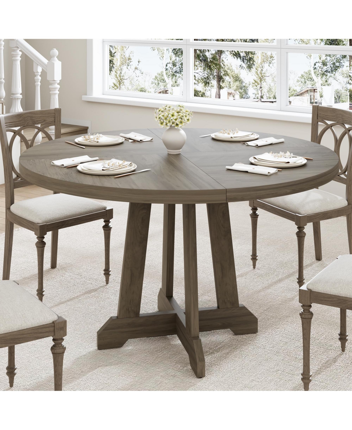 Click here for Homfan Round Dining Table for 4  47 Inch Wooden Ta... prices