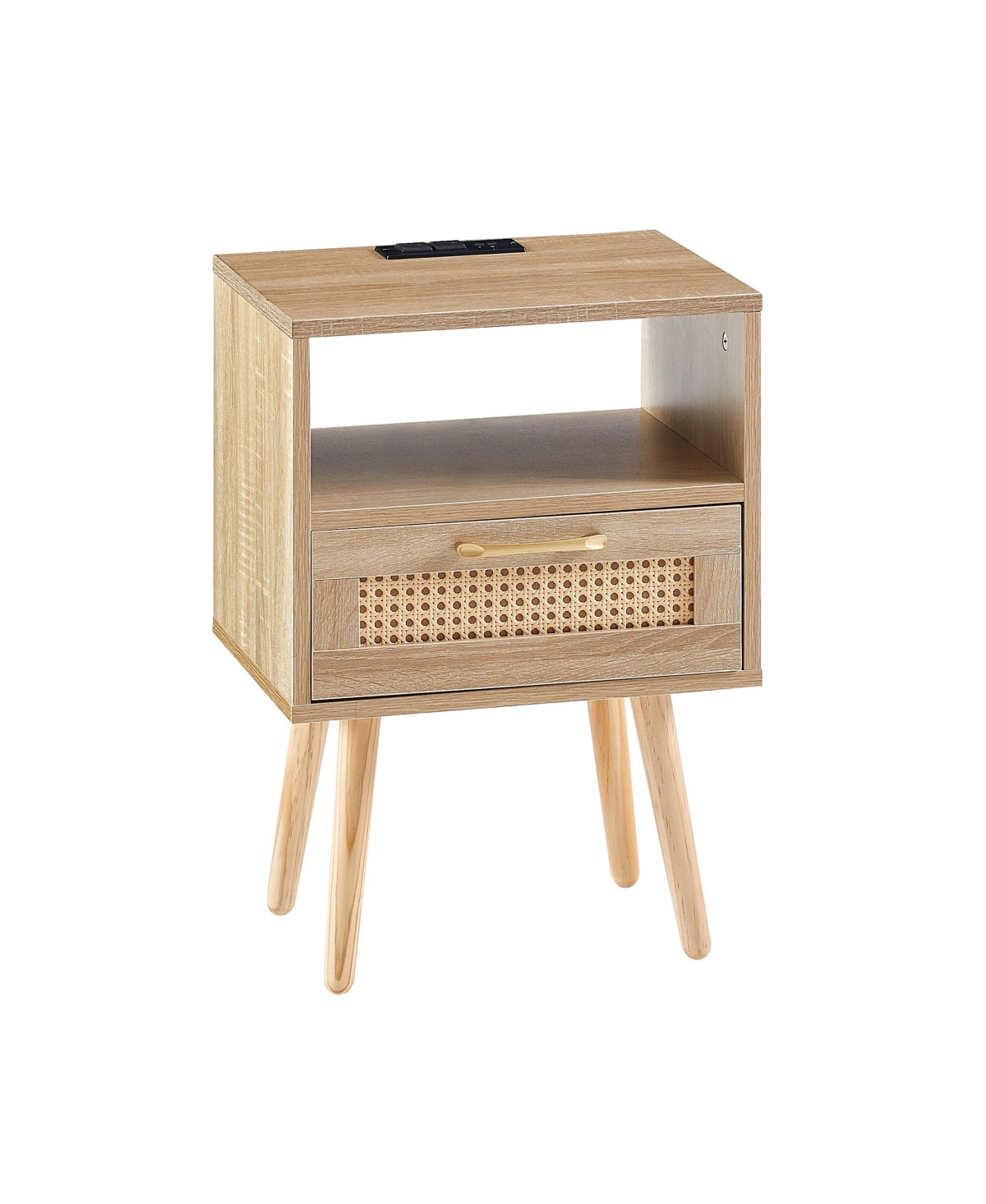 Click here for sumyeg Modern Rattan End Table with Power Outlet U... prices