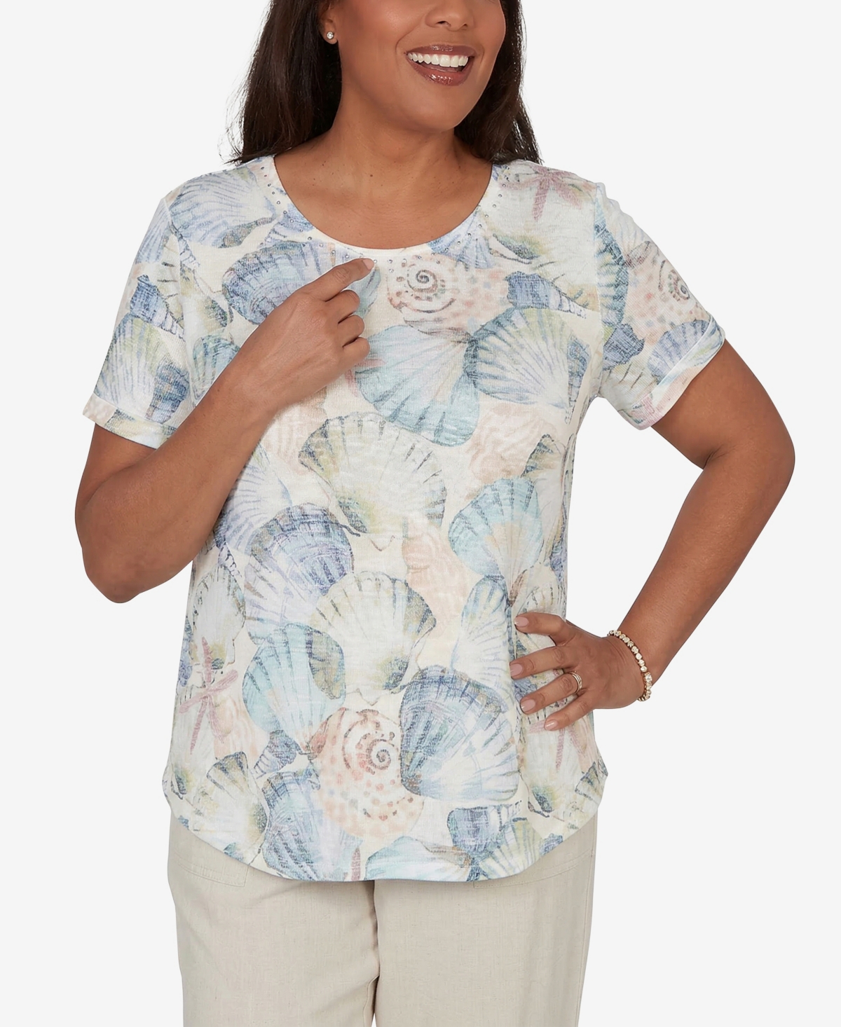 Click here for Alfred Dunner Womens Vintage Charm Seashells Embel... prices