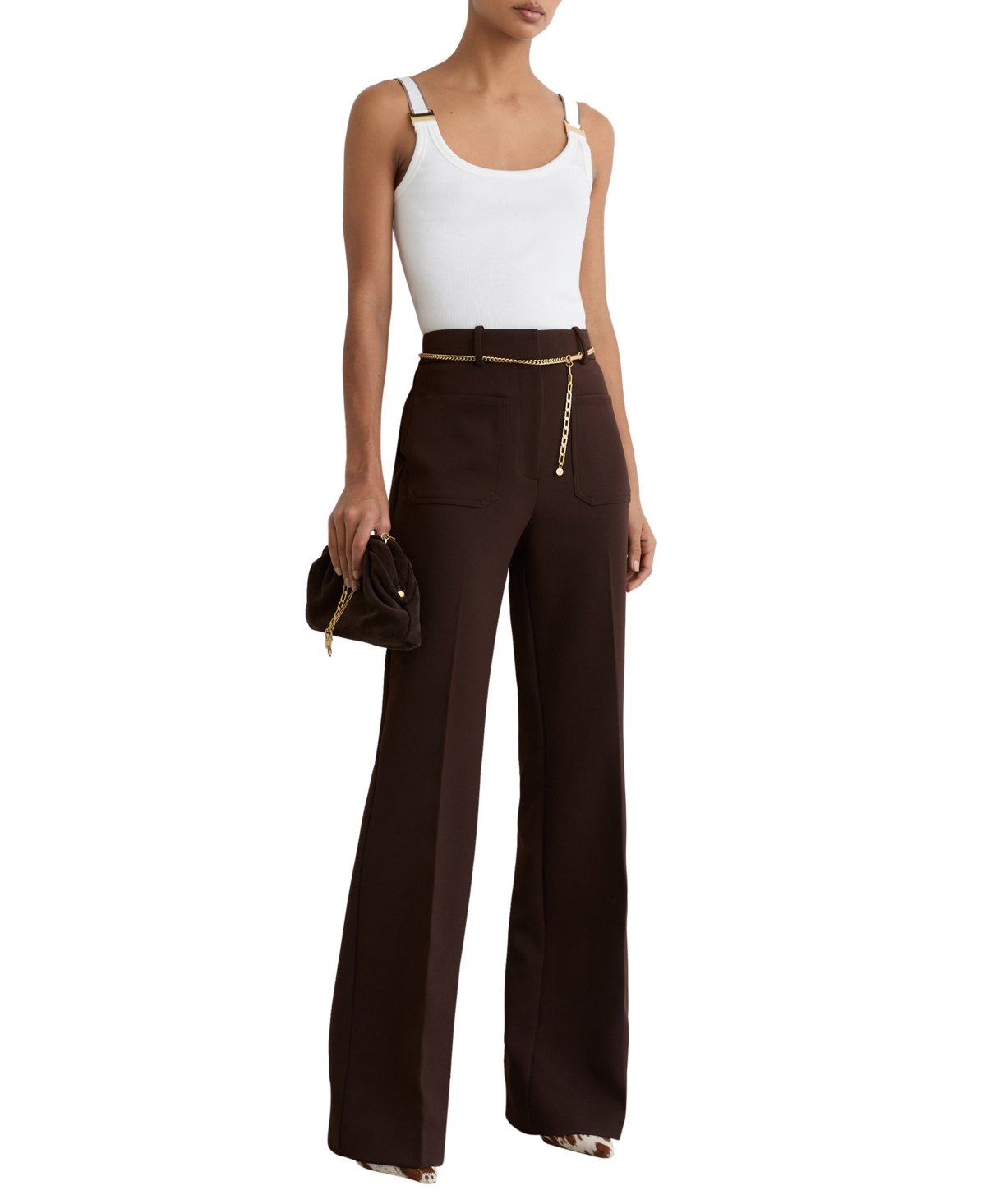 Click here for Reiss Womens Stretch-Cotton Hardware-Detail Vest -... prices