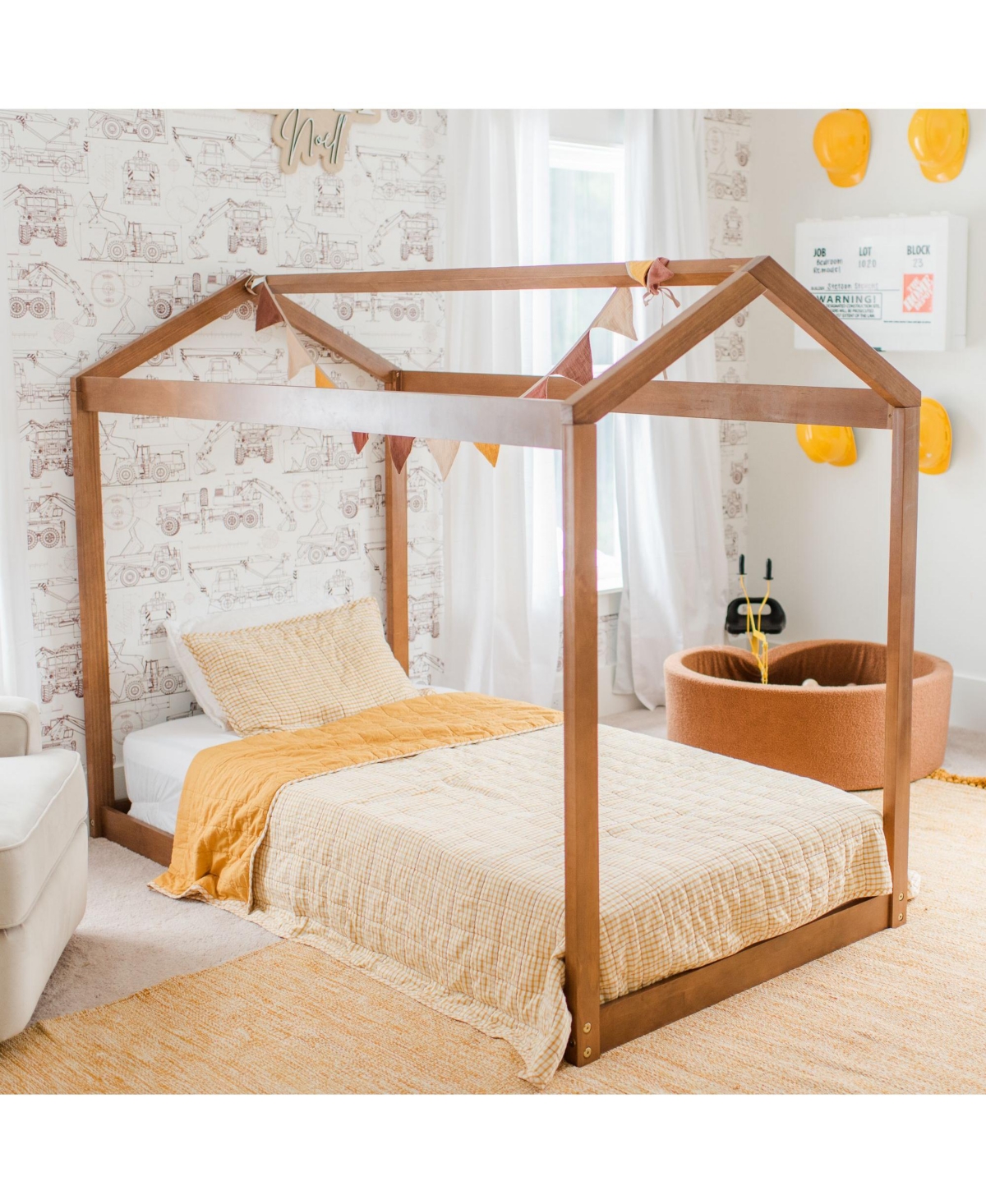 Click here for Max & Lily Twin Low House Bed Frame - Pecan prices