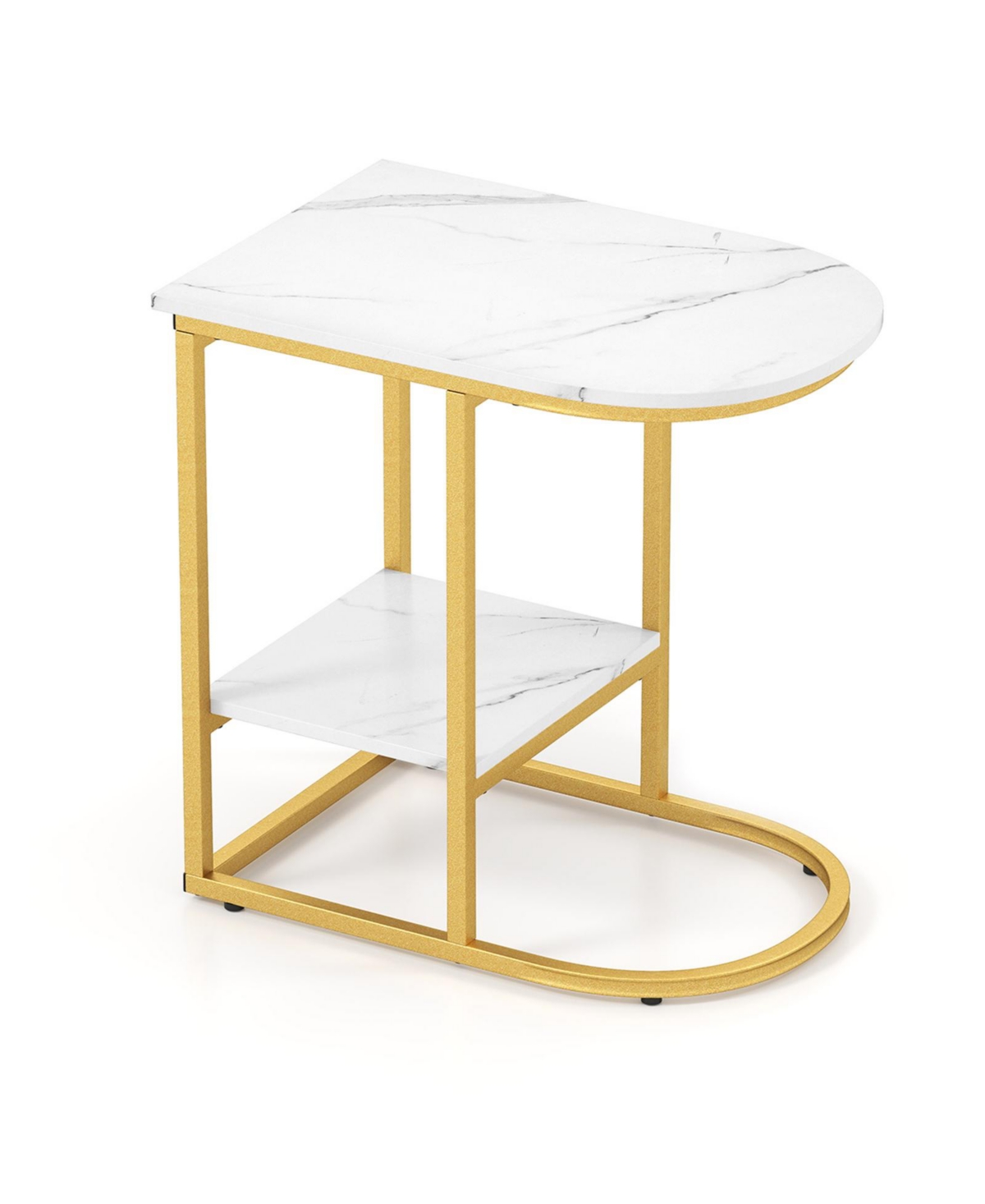 Click here for Sugift C Shaped Sofa Side Table with Faux Marble T... prices