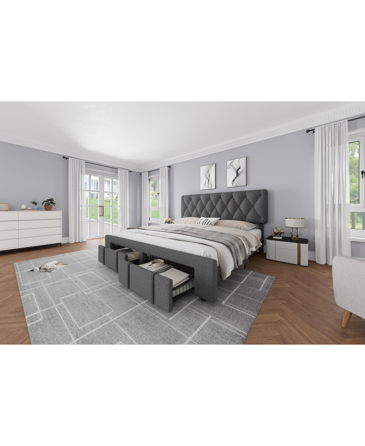 Click here for Homfan Modern Upholstered Platform Bed Frame with... prices