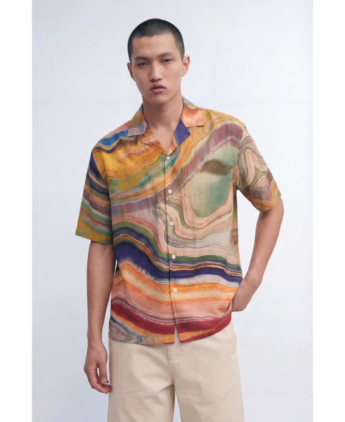 Click here for Desigual Mens Abstract print shirt - Brown prices