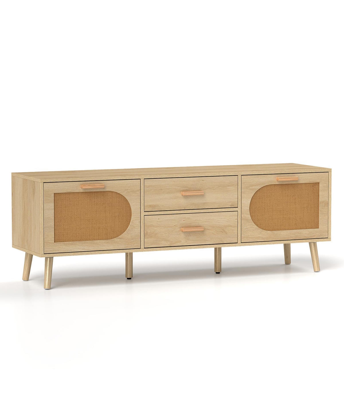 Click here for Sugift Rattan Tv Stand for 65-Inch Tv with Drawers... prices