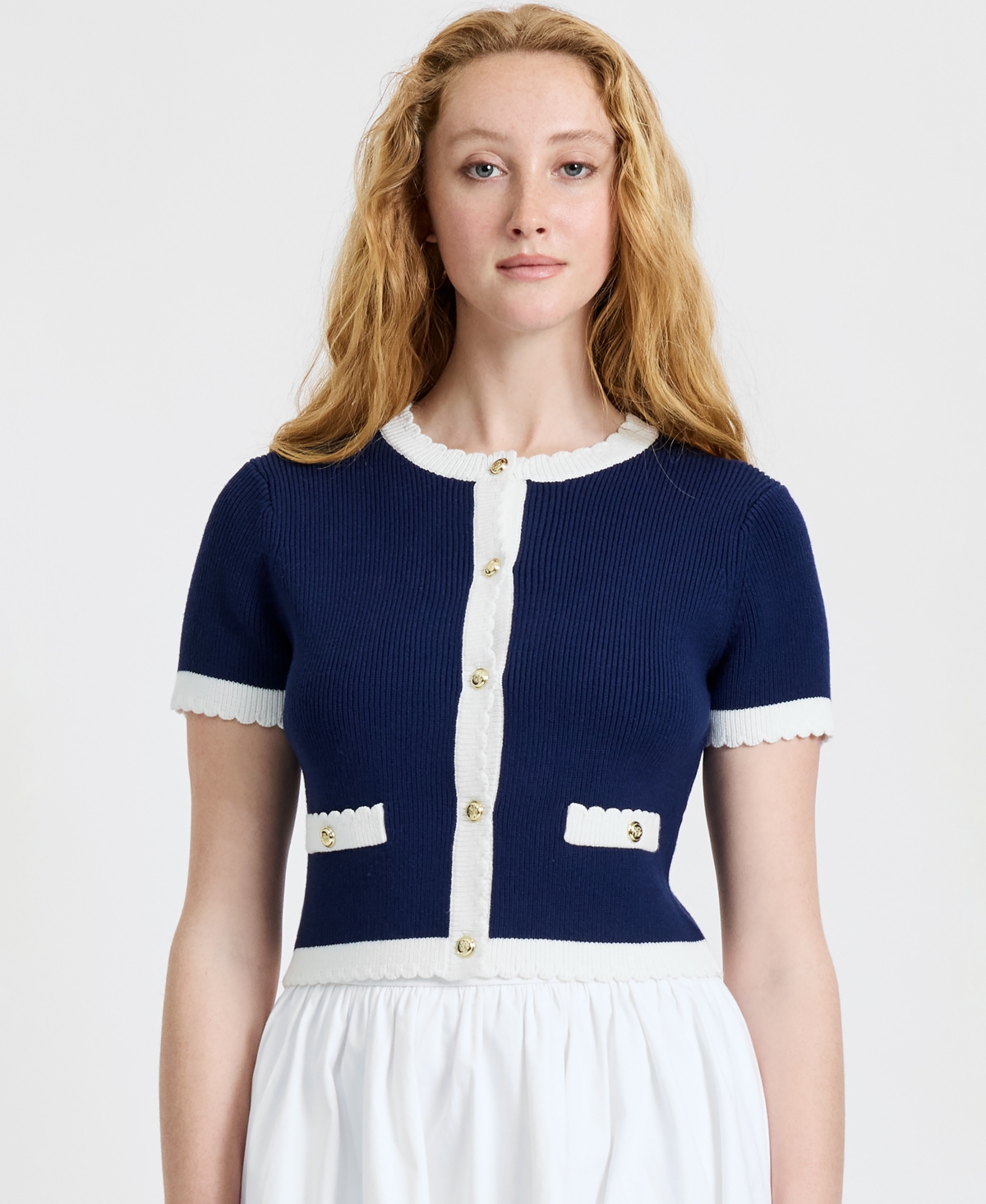 Click here for French Connection Bennet Rib Knit Short-Sleeve Swe... prices