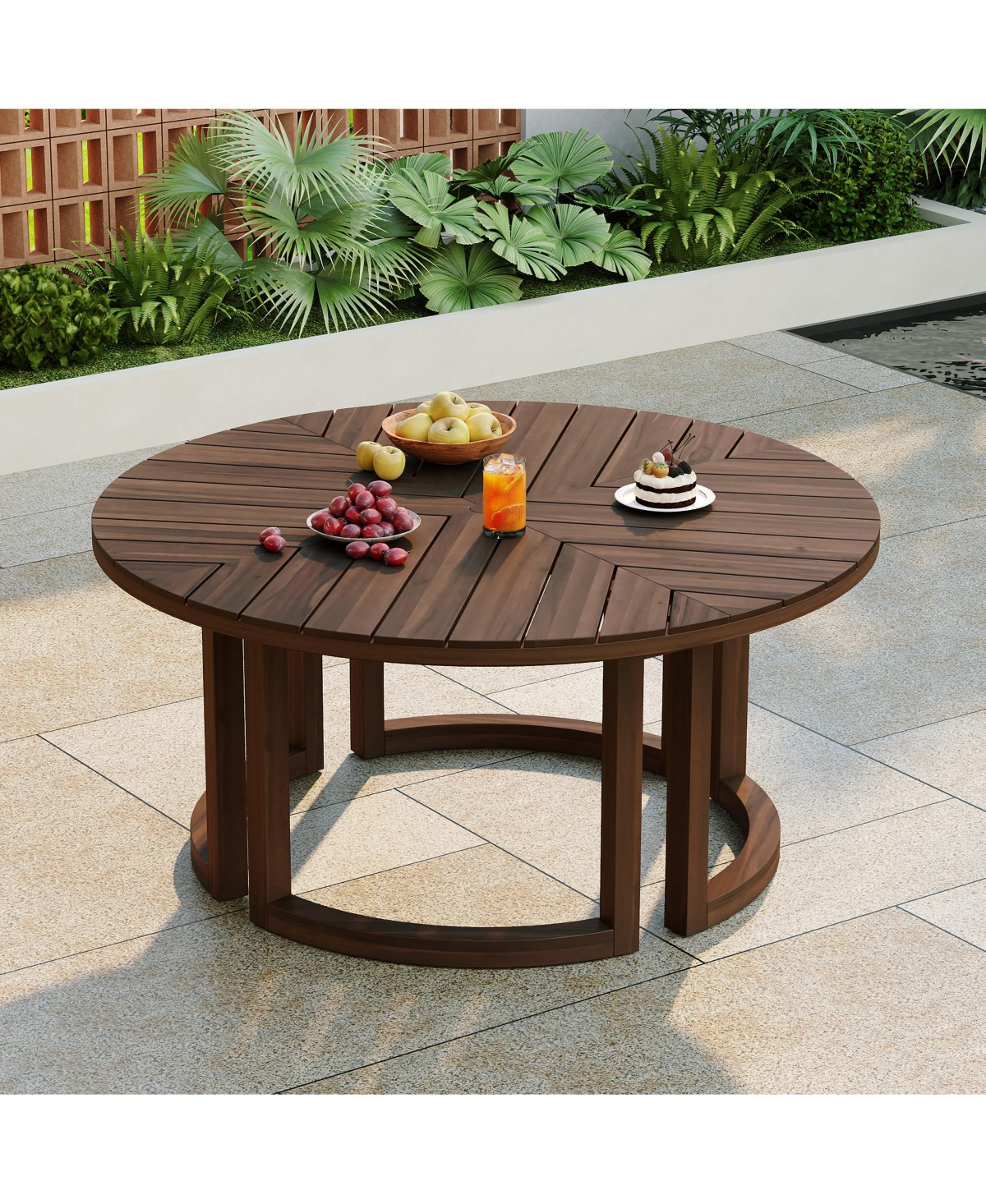 Click here for Rainsken 59 Round Patio Dining Table  Herringbone... prices