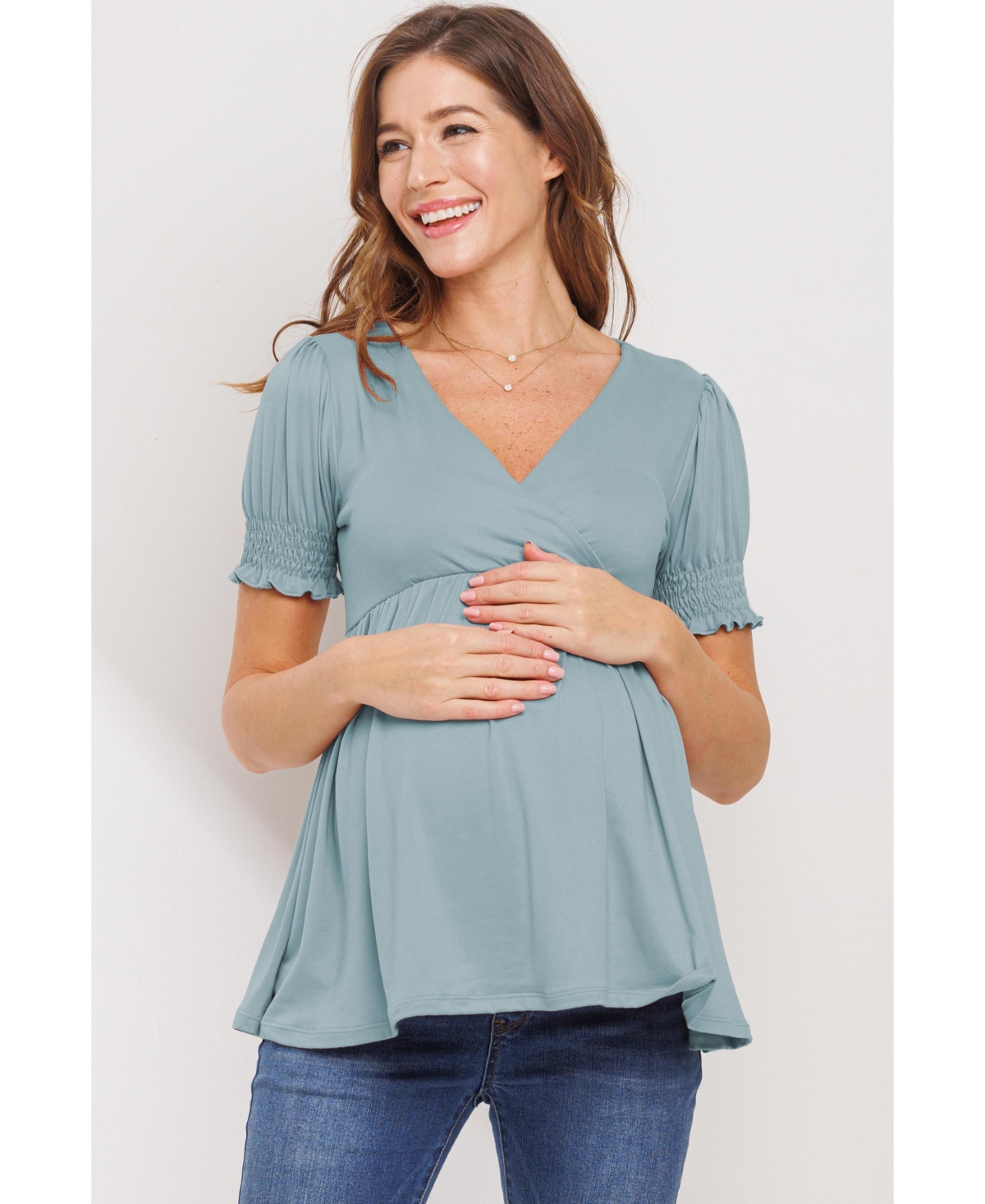 Click here for Hello Miz Maternity Wrap Nursing Top with Empire W... prices
