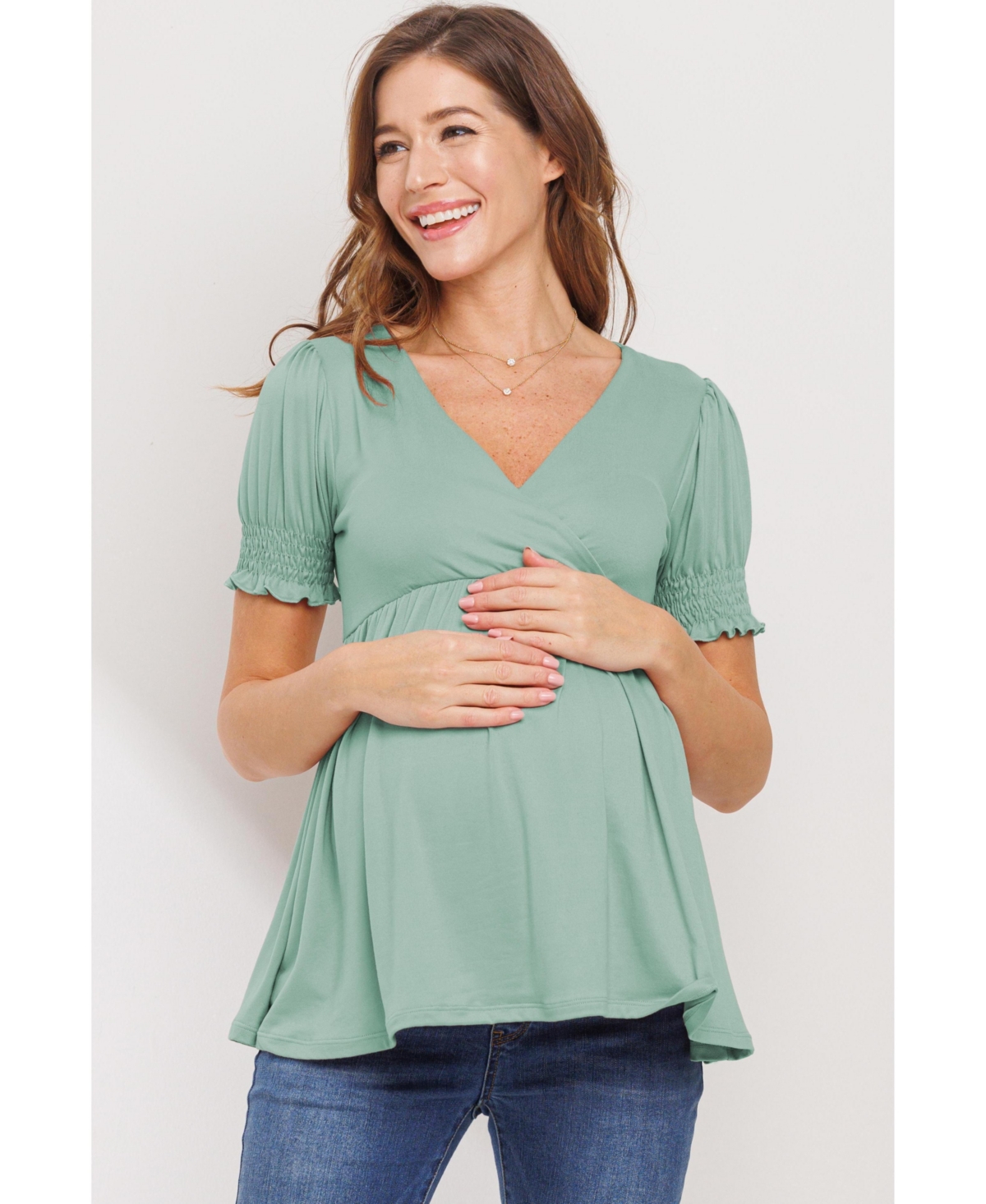 Click here for Hello Miz Maternity Wrap Nursing Top with Empire W... prices