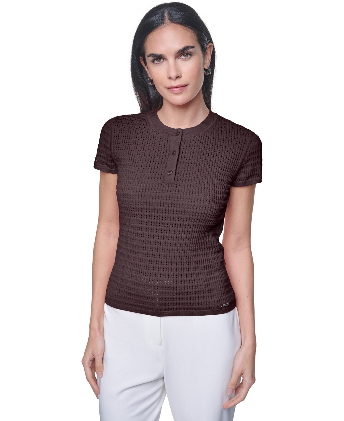 Click here for Calvin Klein Womens Crewneck Short-Sleeve Sweater... prices