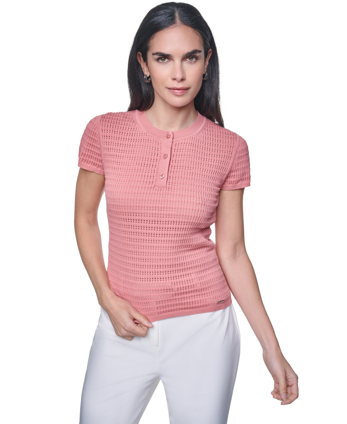 Click here for Calvin Klein Womens Crewneck Short-Sleeve Sweater... prices