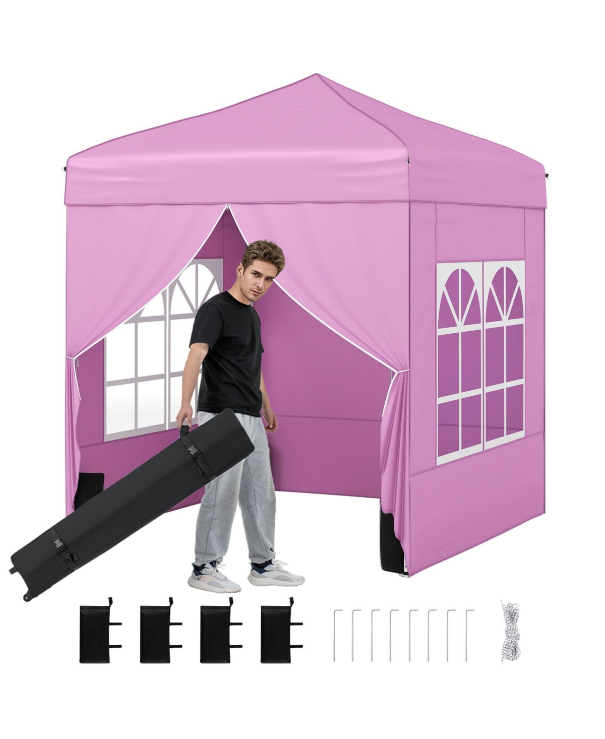 Click here for Mecale 6.5x6.5 ft Pop-Up Canopy Tent with 4 Sidewa... prices