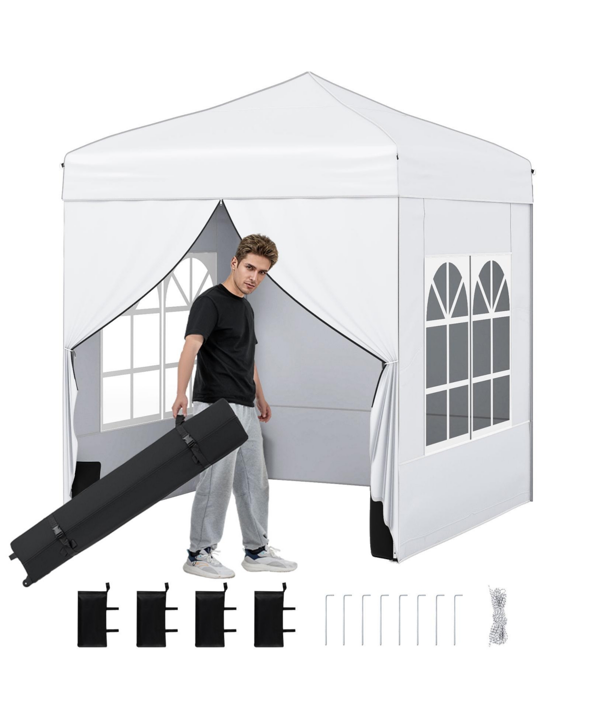 Click here for Mecale 6.5x6.5 ft Pop-Up Canopy Tent with 4 Sidewa... prices
