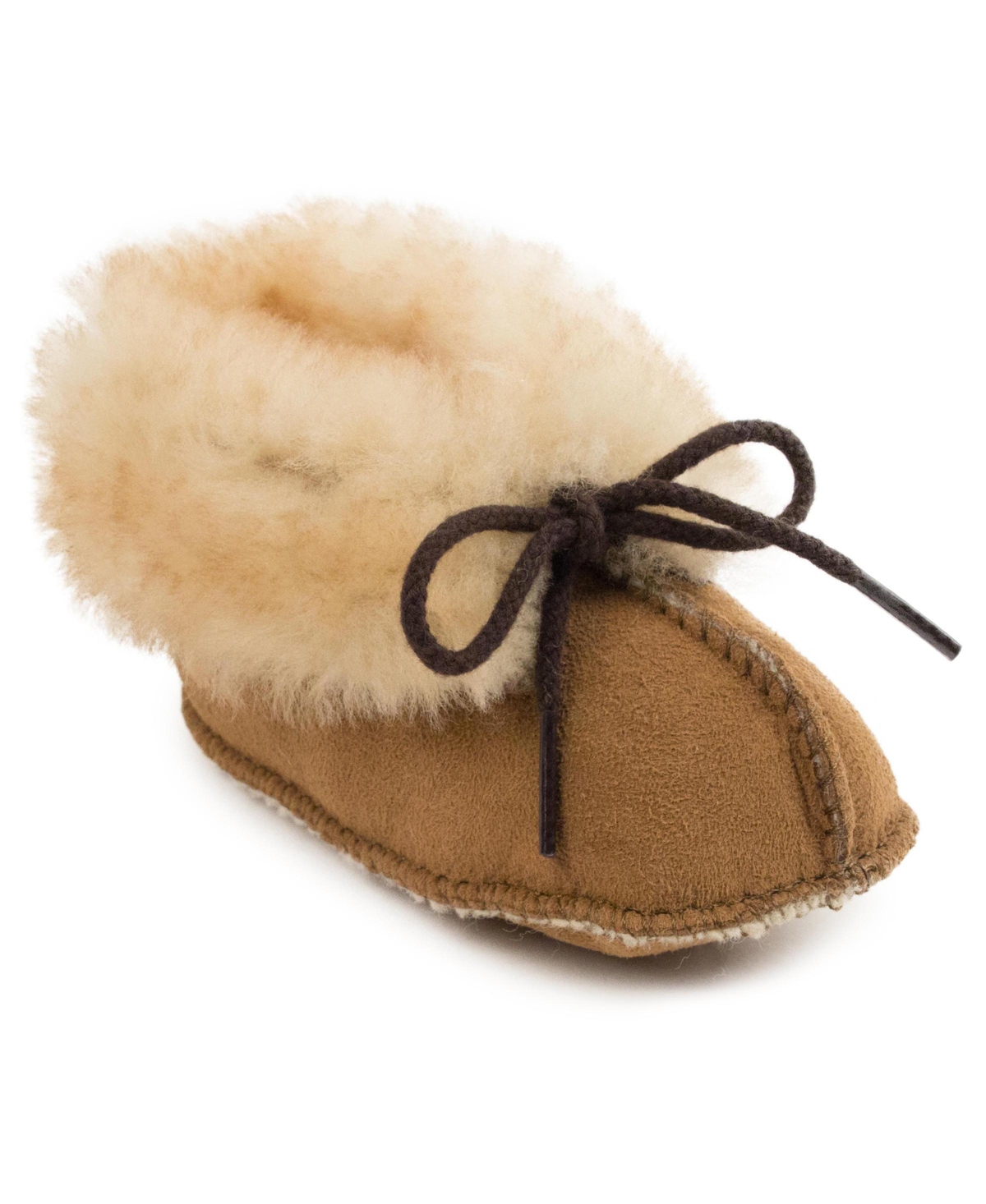Click here for Minnetonka Baby Suede Sheepskin Booties - Tan prices