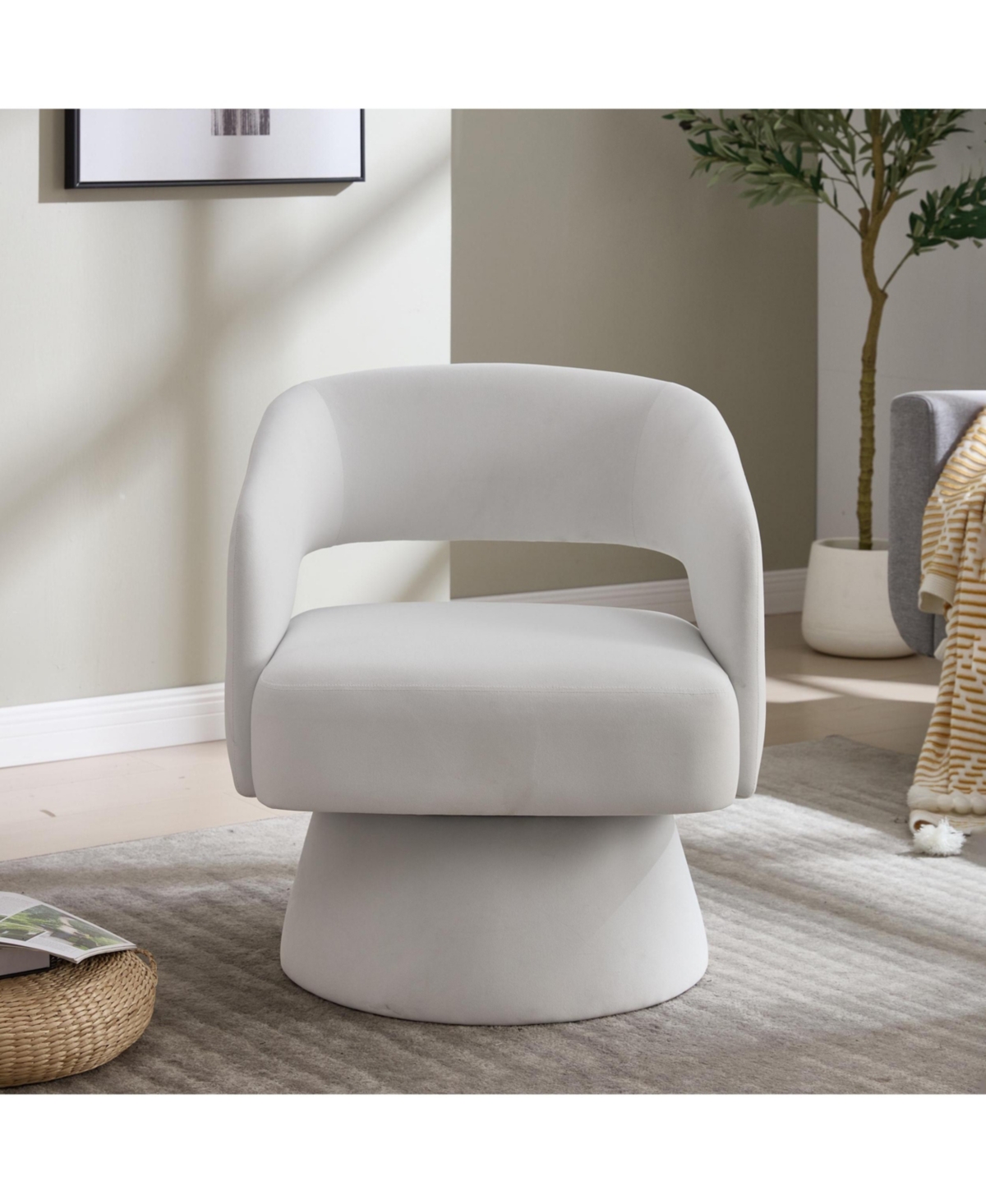 Click here for Boyel Living Swivel Barrel Chair Velvet Accent Arm... prices