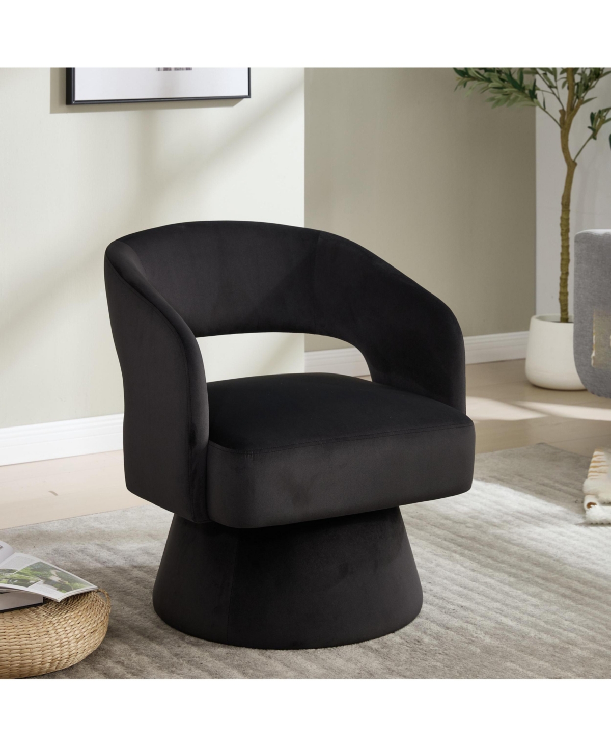 Click here for Boyel Living Swivel Barrel Chair Velvet Accent Arm... prices