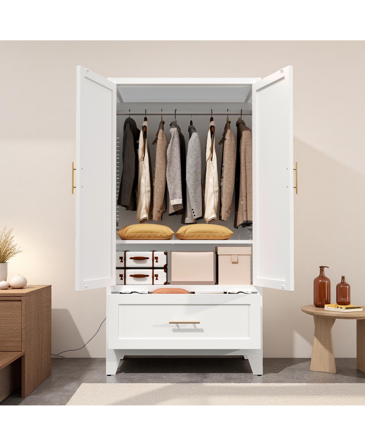 Click here for Rainsken 60 Inch Tall Farmhouse Armoire Wardrobe C... prices