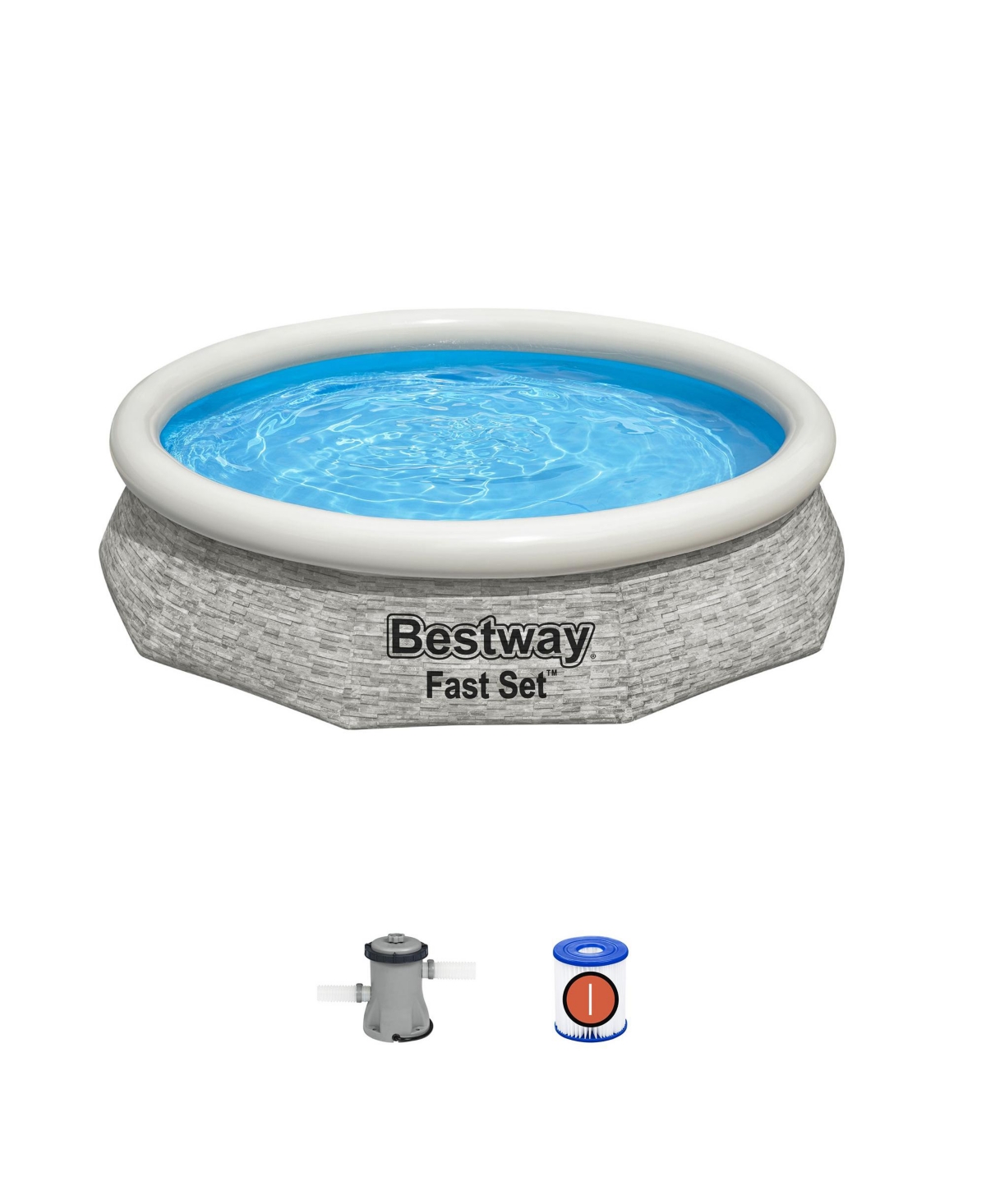 Click here for Bestway Fast Set 10 x 26 Stacked Stone Inflatable... prices