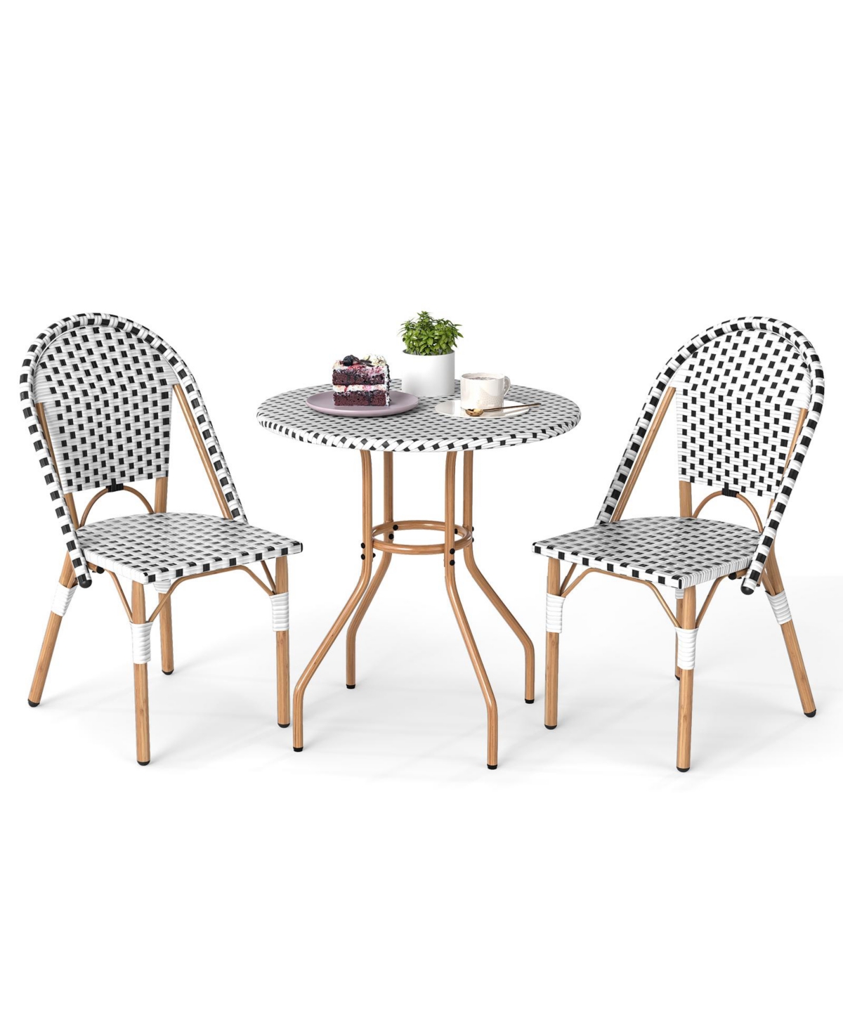 Click here for Gouun French Table and Dining Chairs - Black + whi... prices