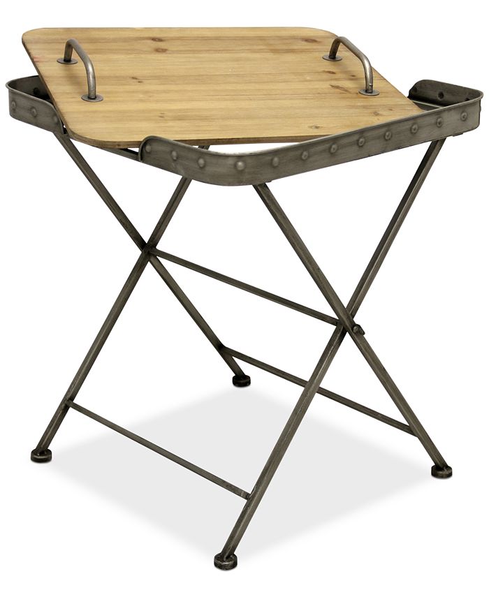 StyleCraft Venten Top Folding Side Table with Removable Tray Top, Quick ...