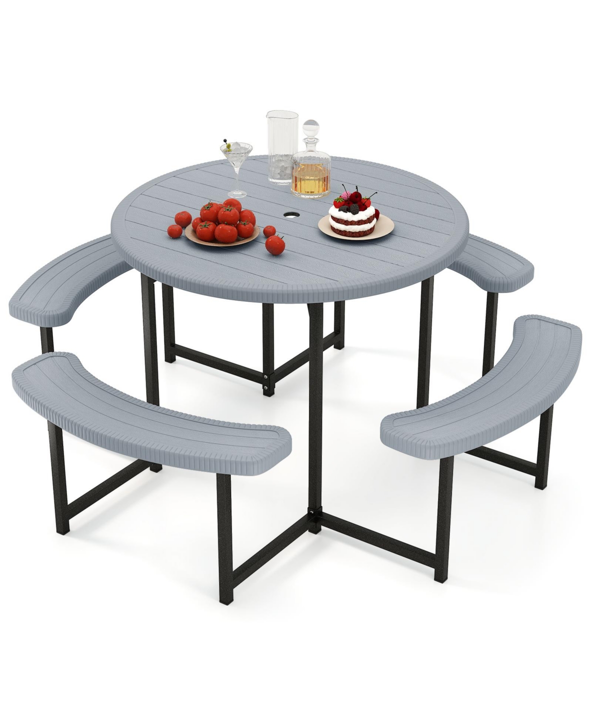 Click here for Sugift Round Picnic Table Bench Set with 4 Benches... prices