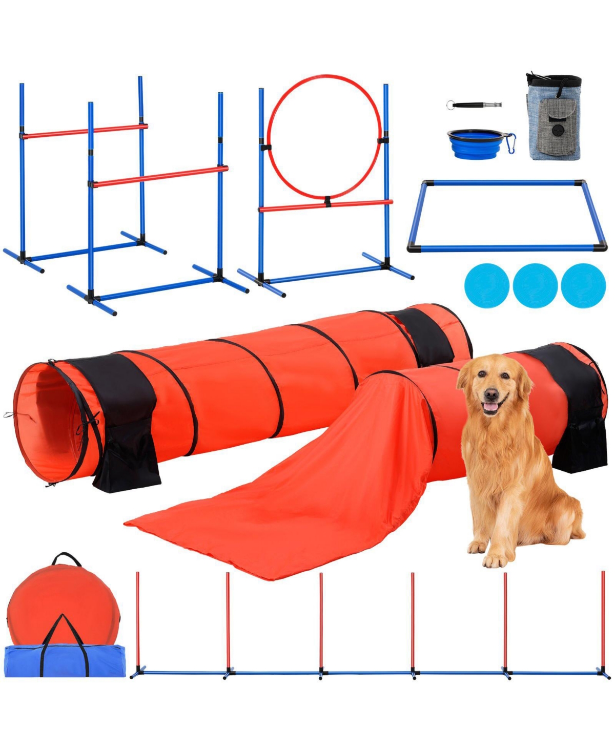 Click here for Cozito Dog Agility Training 7 Piece 2 Tunnels Hurd... prices