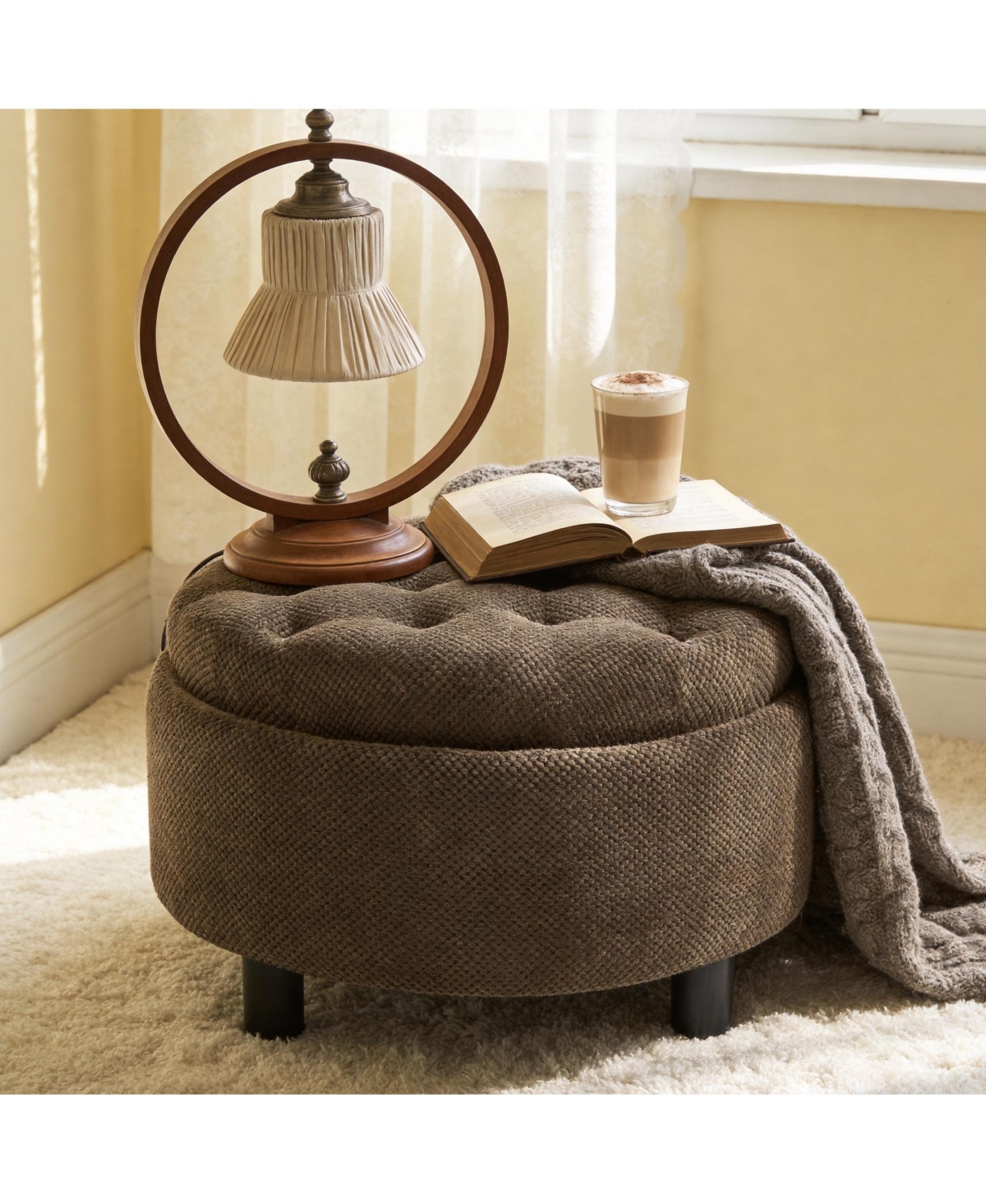 Click here for Rainsken 25 Round Storage Ottoman - Modern Tufted... prices