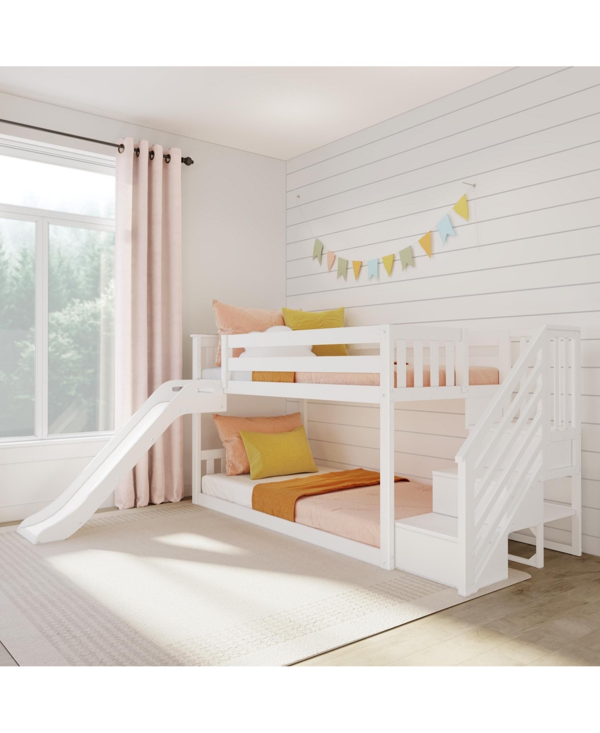 Click here for Max & Lily Twin Over Twin Low Bunk Bed with Slide... prices