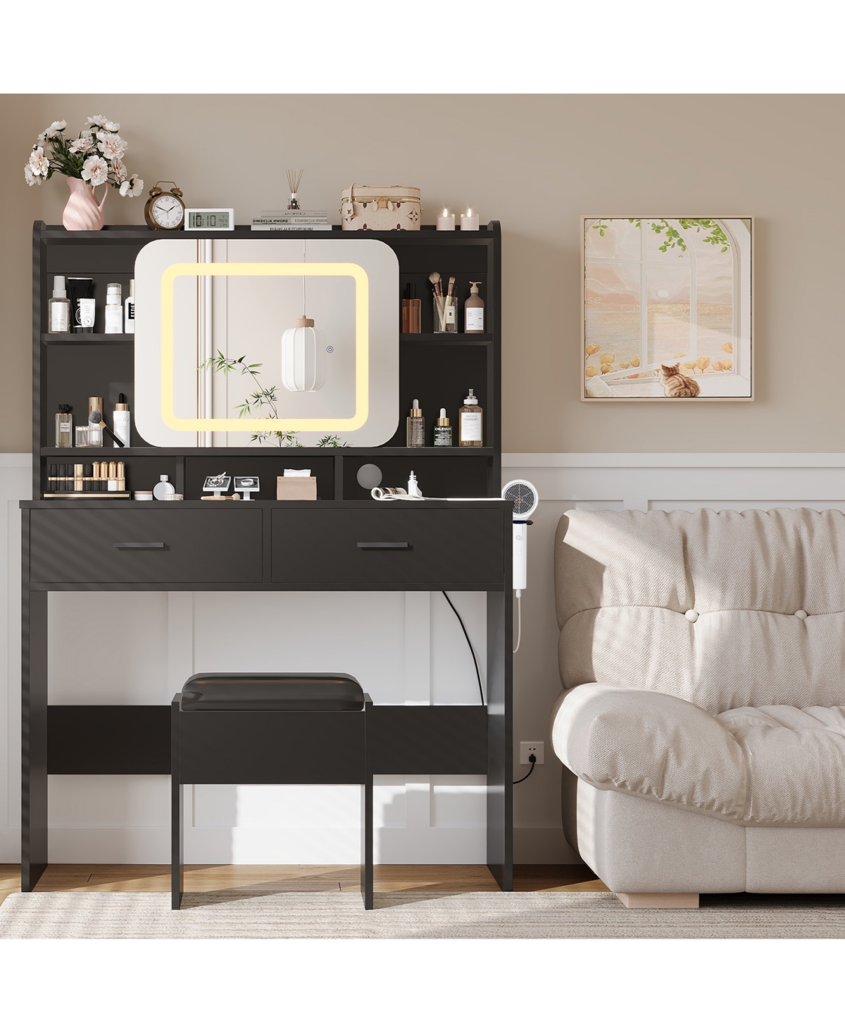 Click here for Homfan Vanity Desk with Sliding Mirror  Charging S... prices