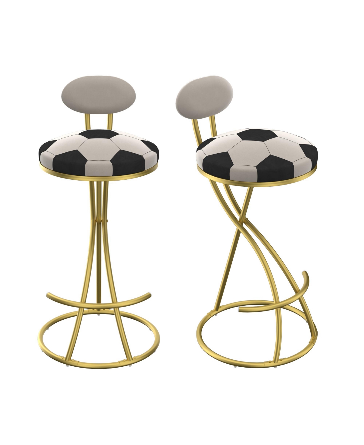 Click here for Rainsken Football Print Bar Stools Set of 2 - Velv... prices