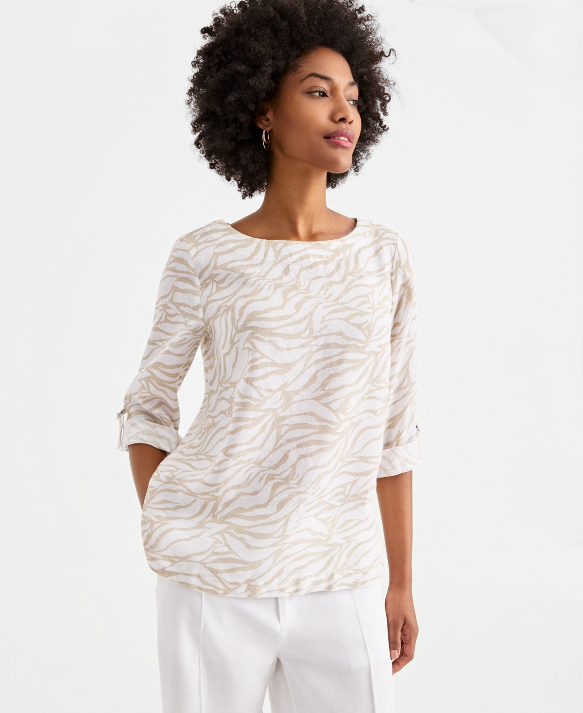 Click here for Charter Club Womens 100 Linen D-Ring Top  Created... prices