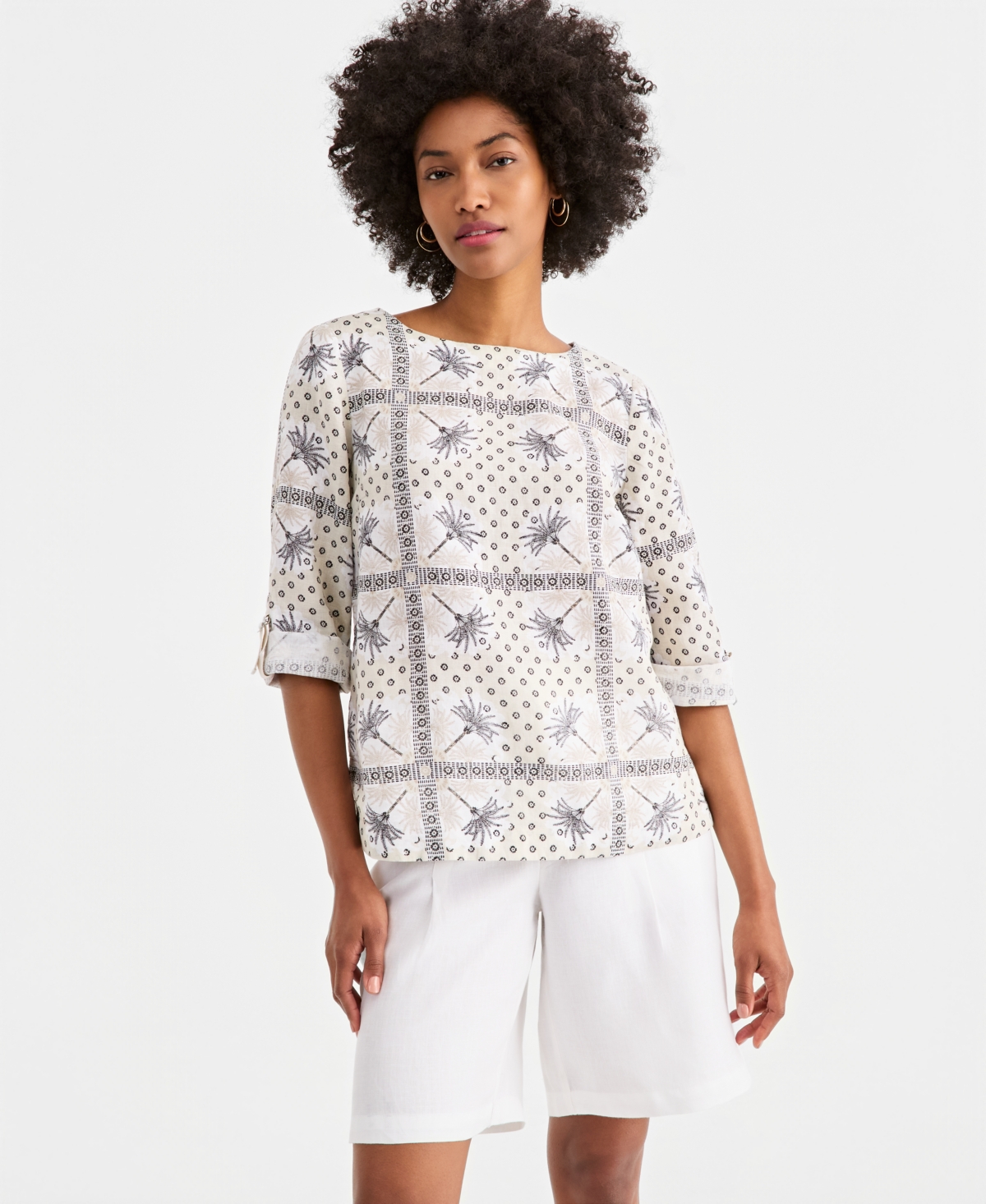 Click here for Charter Club Womens 100 Linen D-Ring Top  Created... prices