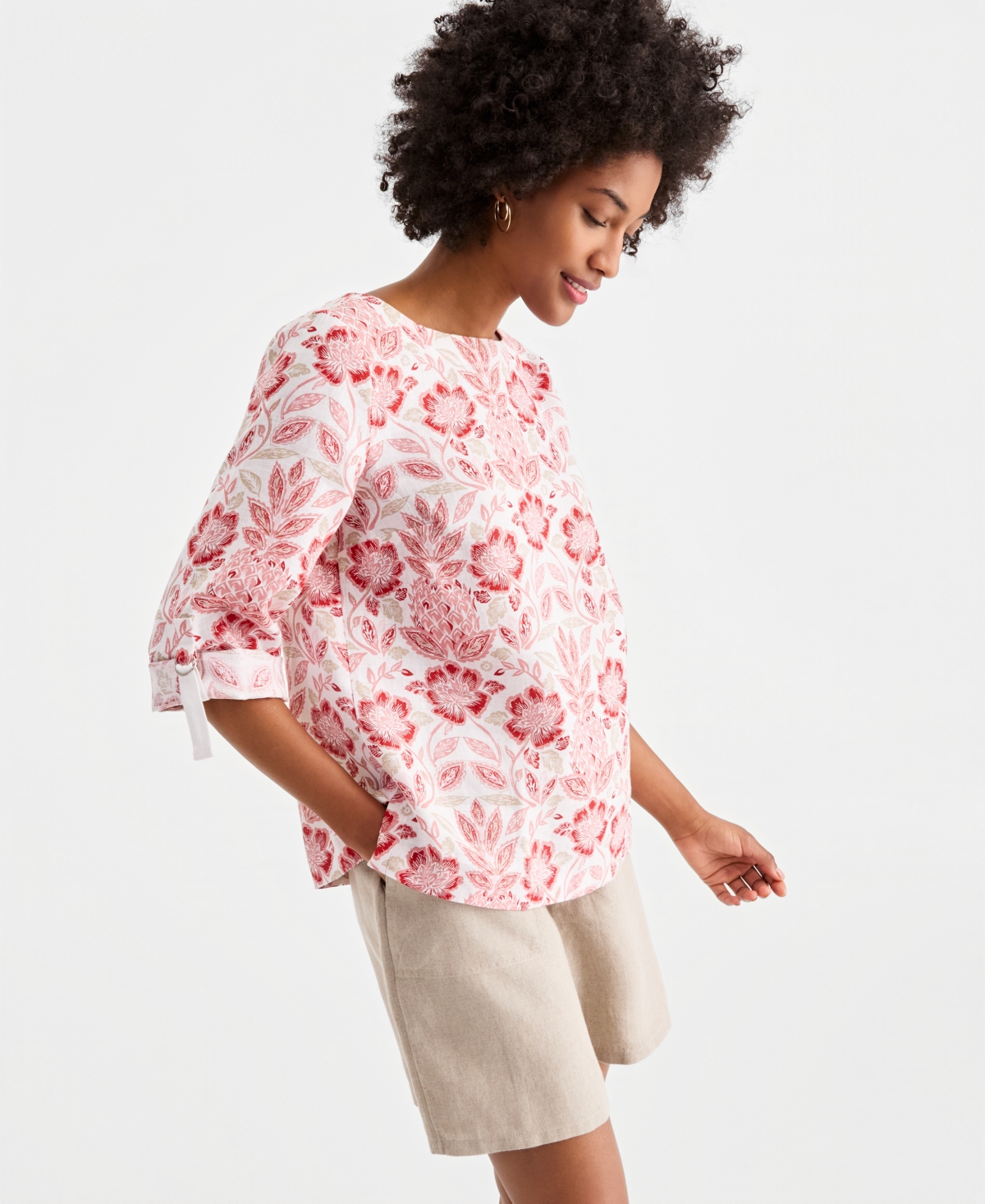 Click here for Charter Club Womens 100 Linen D-Ring Top  Created... prices