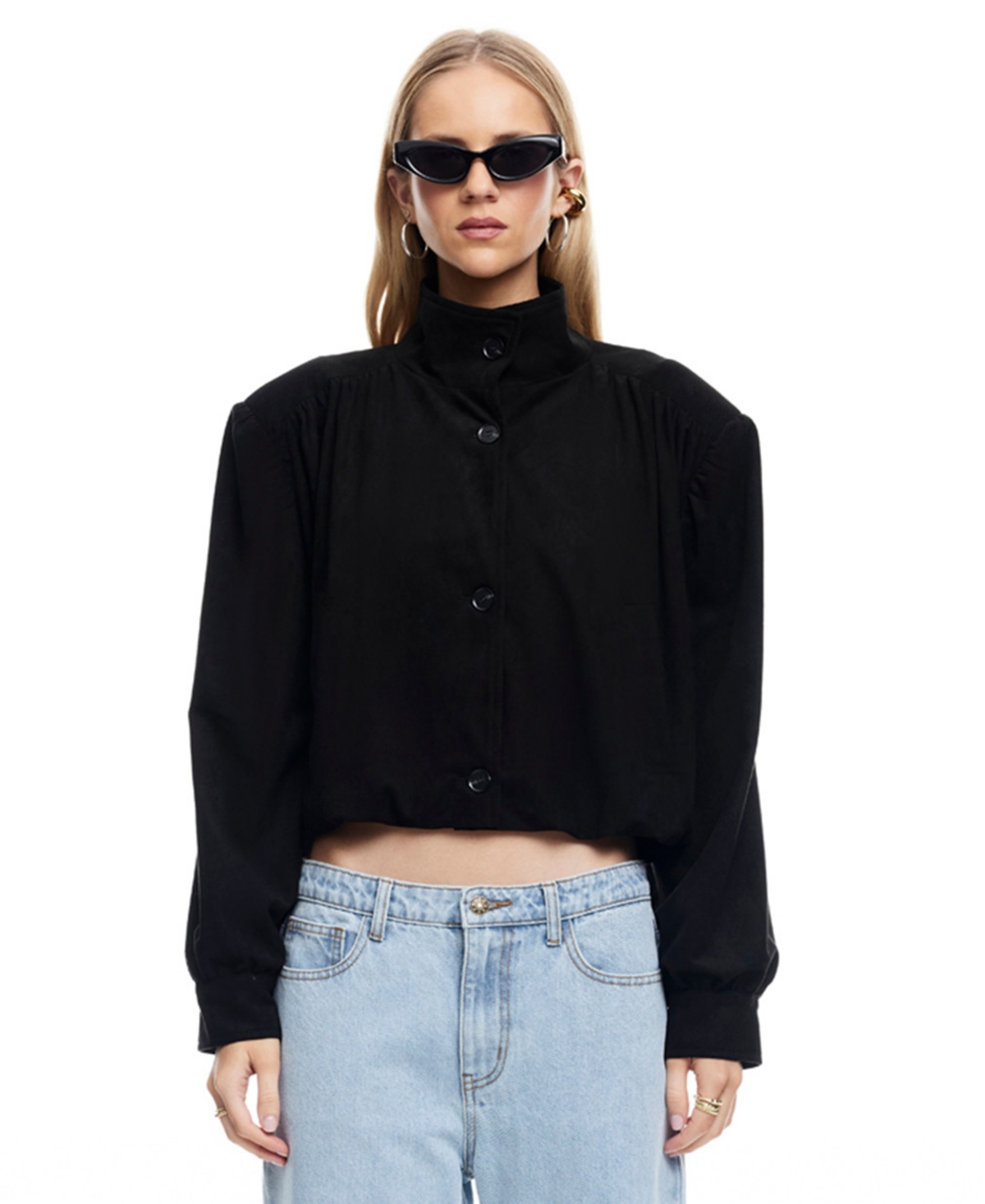 Click here for Lioness Womens Luminous High Neck Jacket - Noir prices