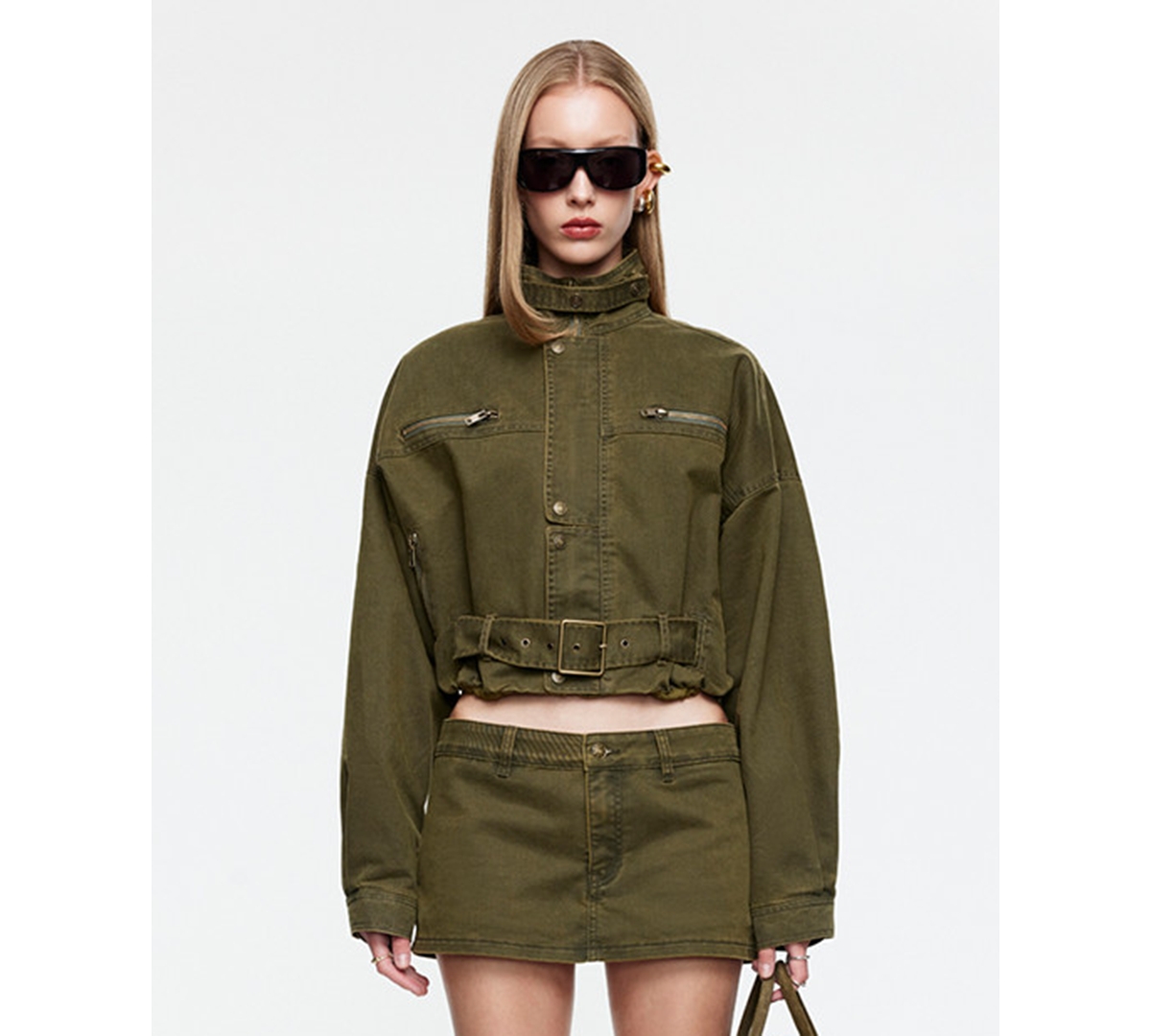 Click here for Lioness Womens Rinata Funnel Neck Jacket - Khaki prices