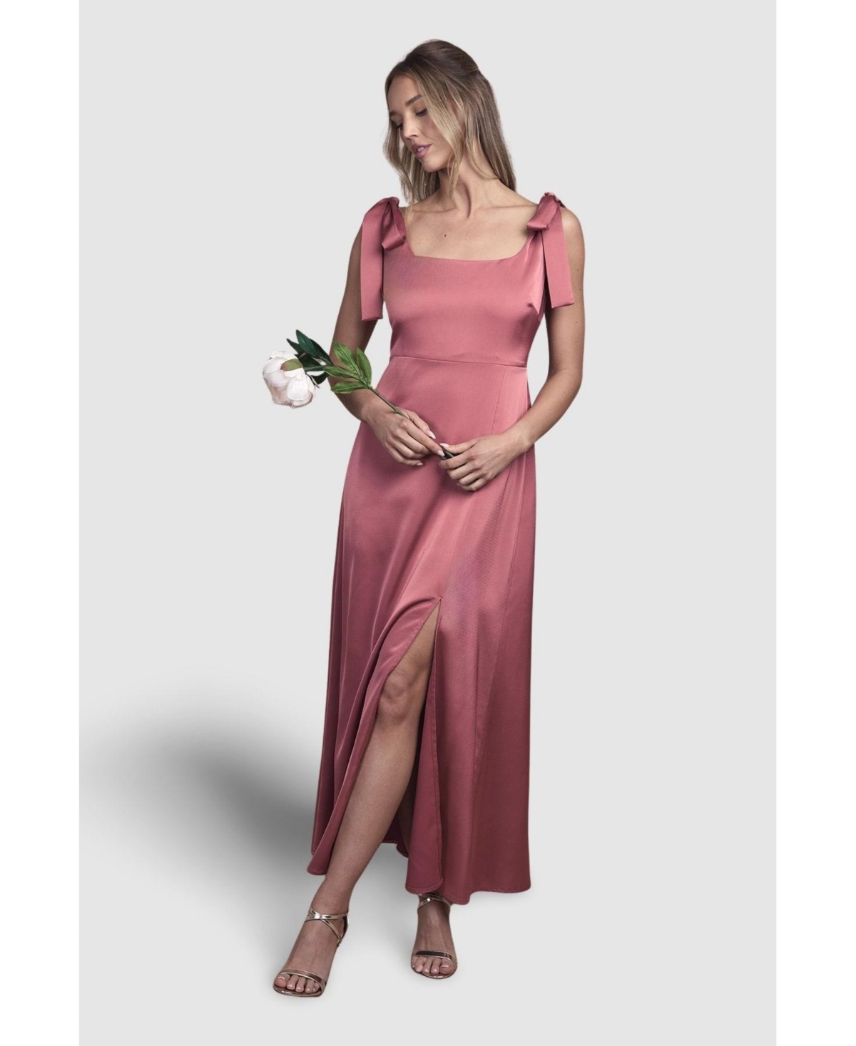 Click here for Oasis Womens Satin Midi Bridesmaid Dress - Terraco... prices
