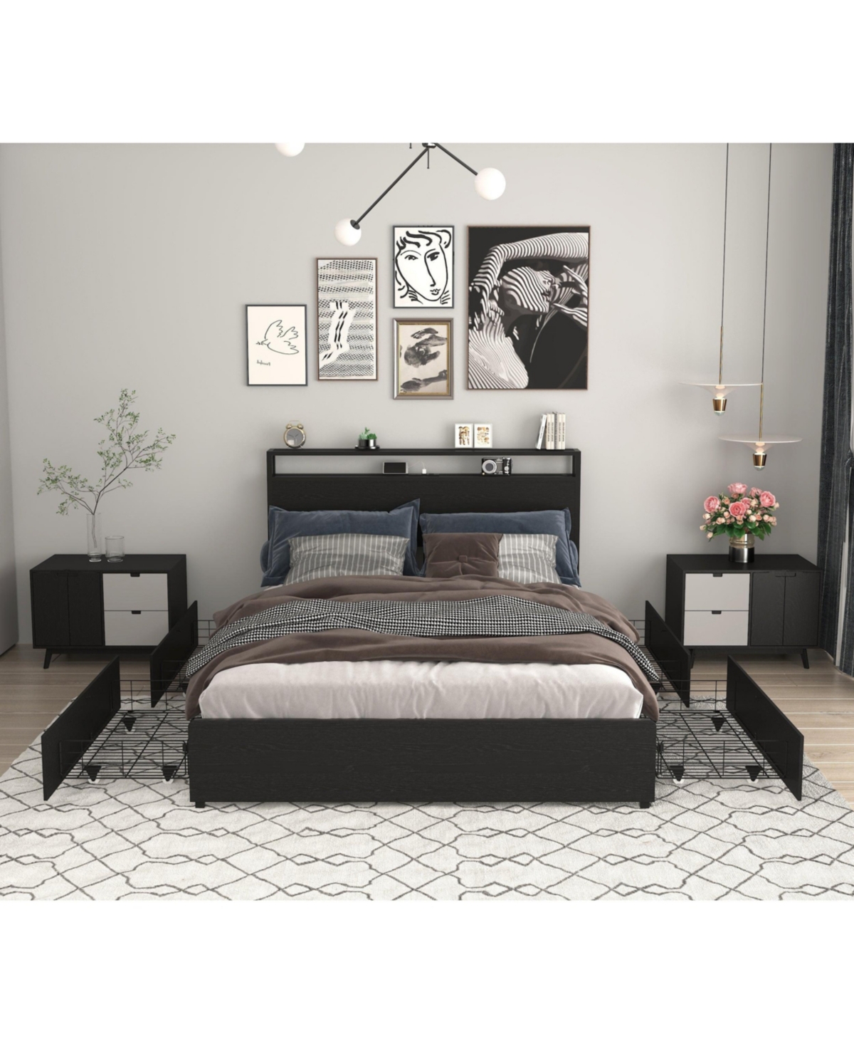 Click here for Lucky One Full Bed Frame  Storage Headboard with C... prices