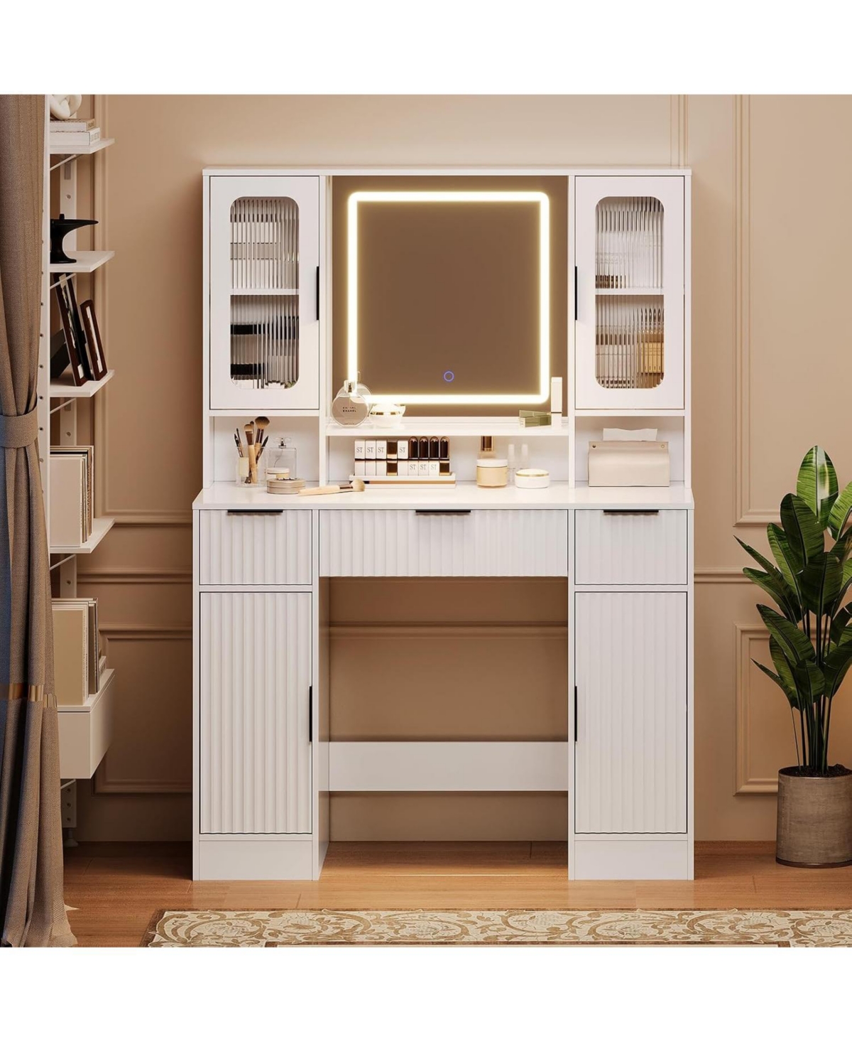 Click here for Homfan Vanity Desk with Mirror and Adjustable Led... prices