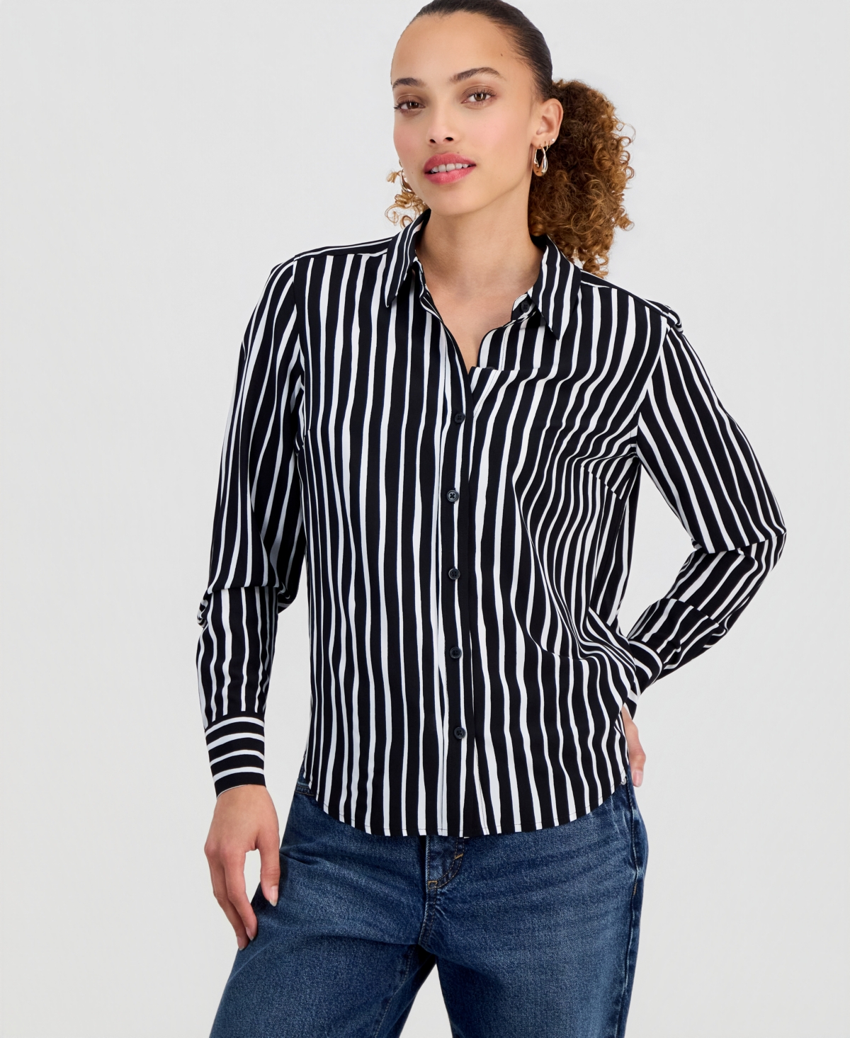 Click here for I.n.c. International Concepts Petite Striped Butto... prices