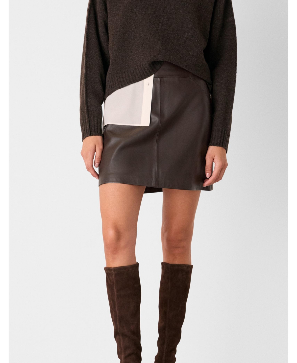 Click here for Whistles Womens Leather A Line Skirt - Rust/Copper prices